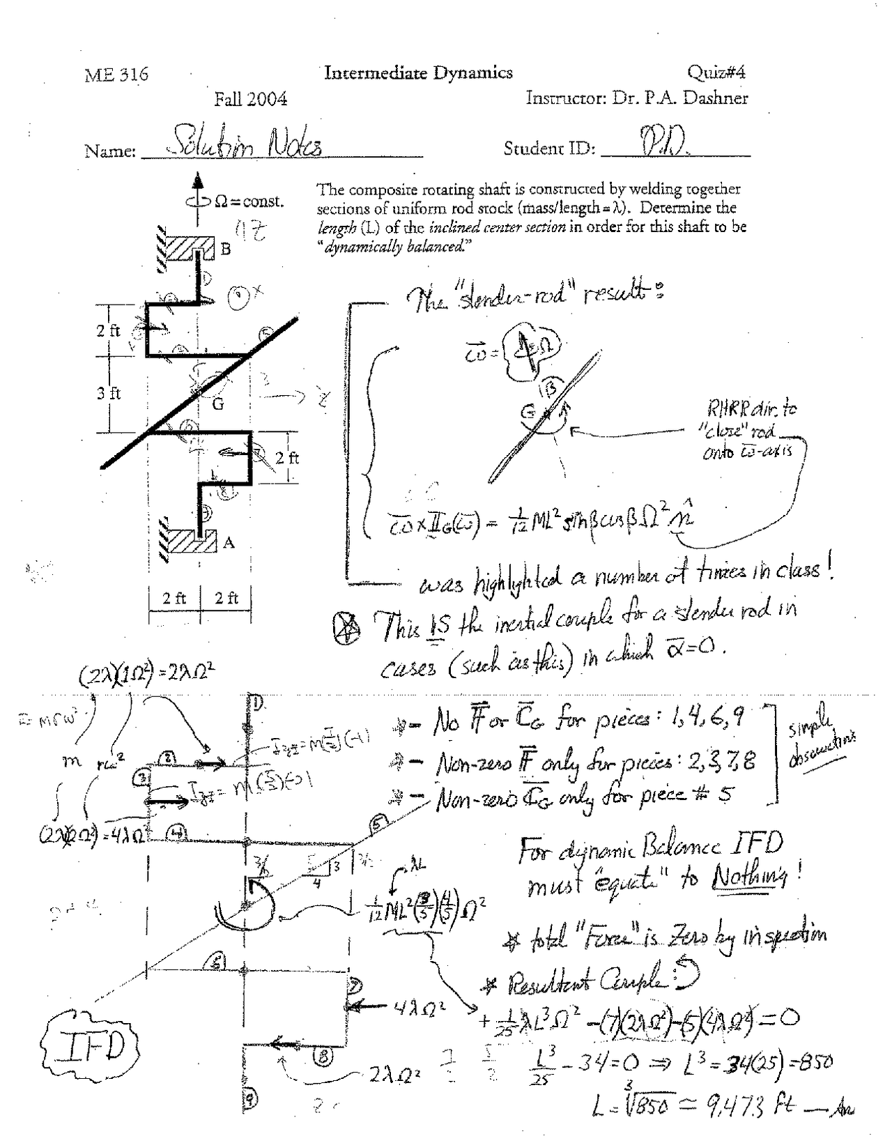 Quiz 4 With Solution Intermediate Dynamics Me 316 Quizzes