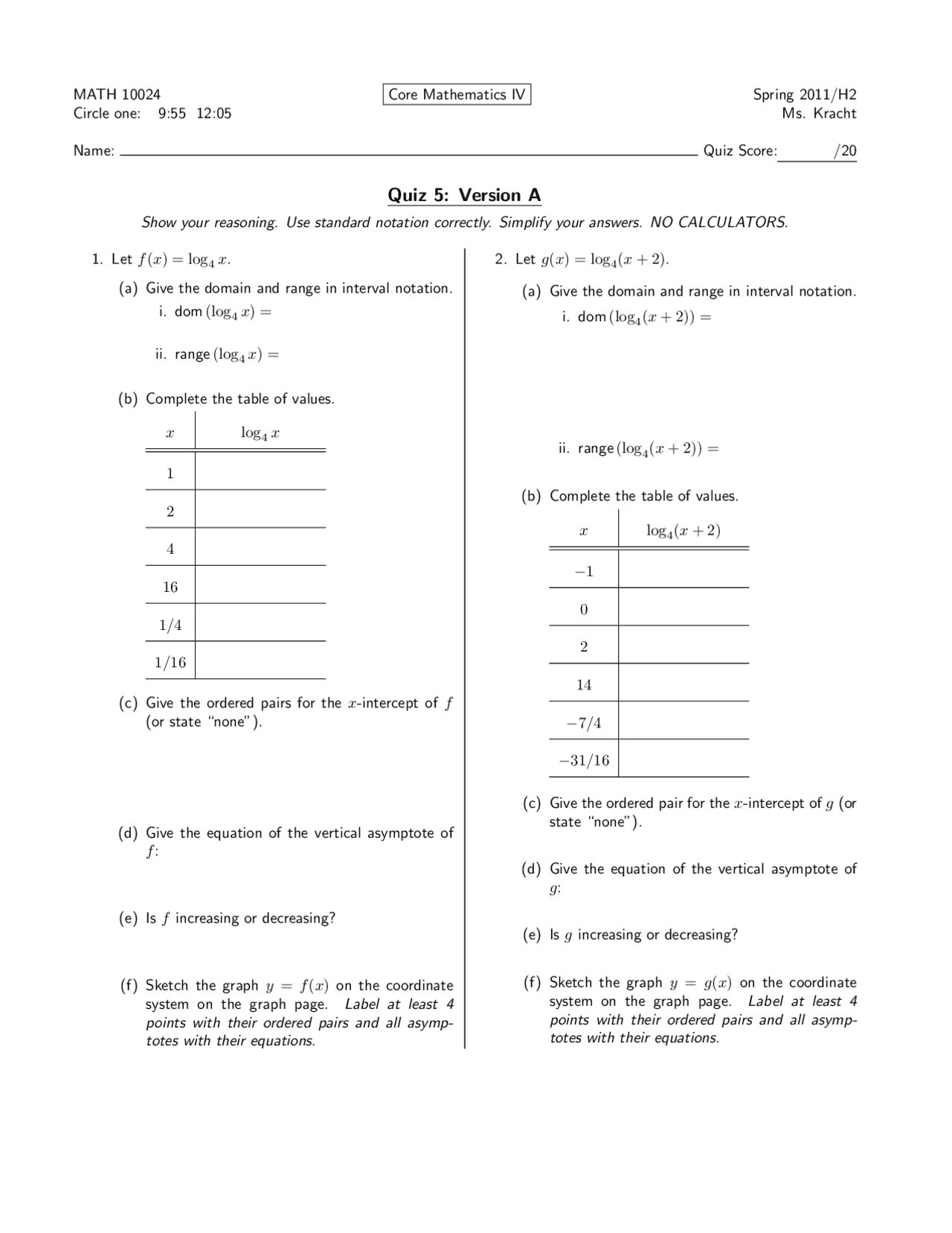 Give Domain and Range in Interval Notation Quiz #5 - Basic Algebra IV | MATH 10024 | Quizzes ...