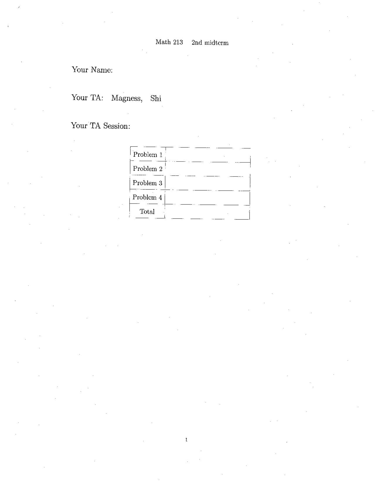 Midterm Exam 2 Calculus And Introduction To Differential Equations