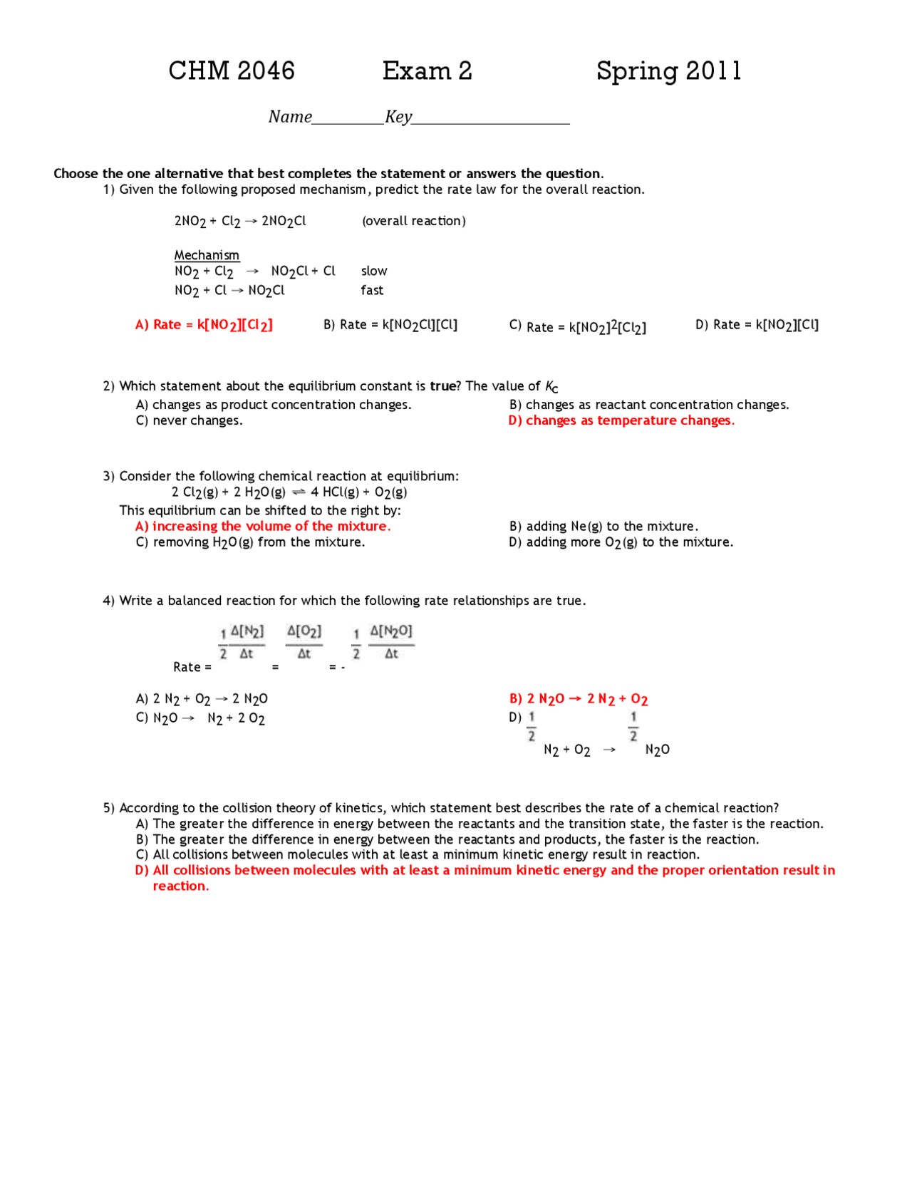 25 Solved Problems On Fundamentals Of Chemistry Exam 2 Chm 2046