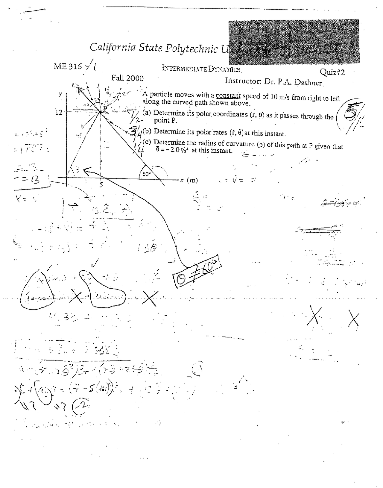 Quiz 22 With Answer Key Intermediate Dynamics Me 316 Docsity