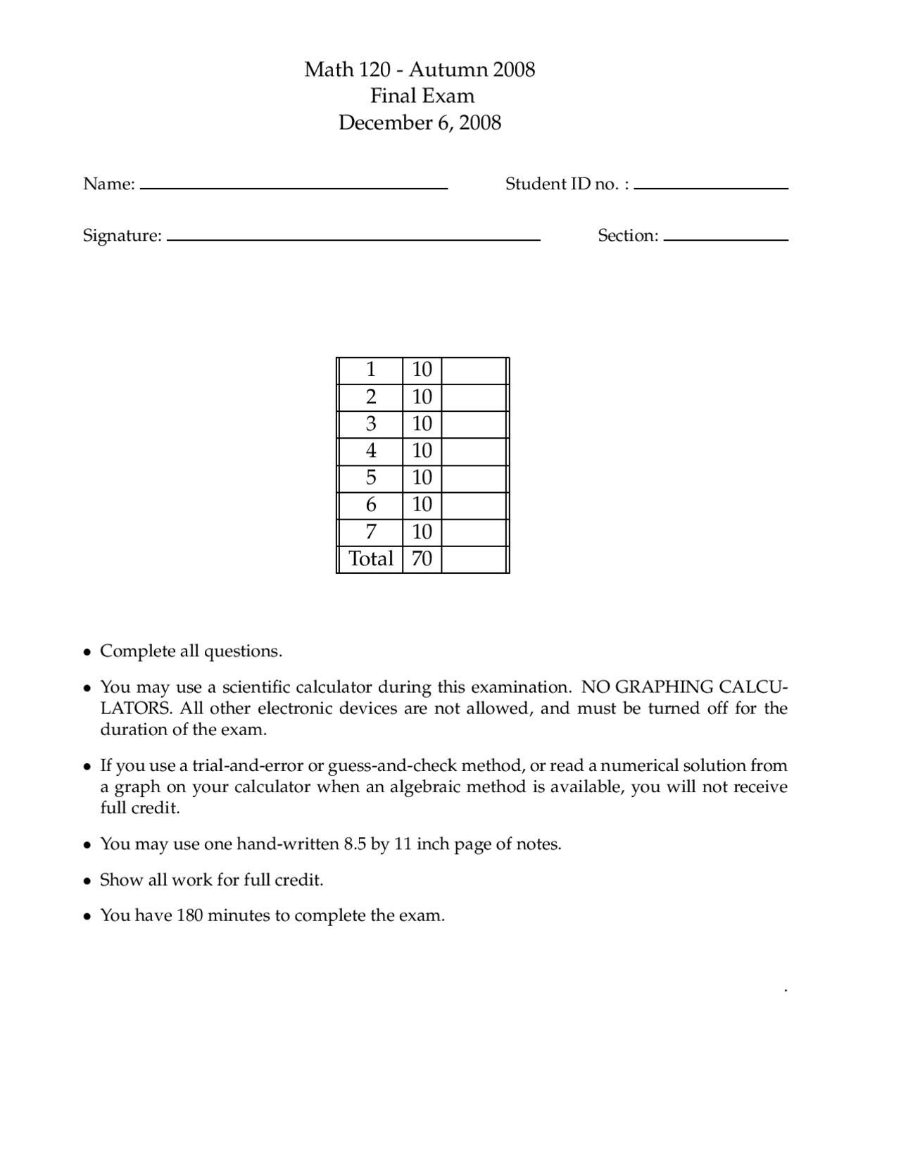 7 Solved Problems On Linear Rational Functions Final Exam Math 120
