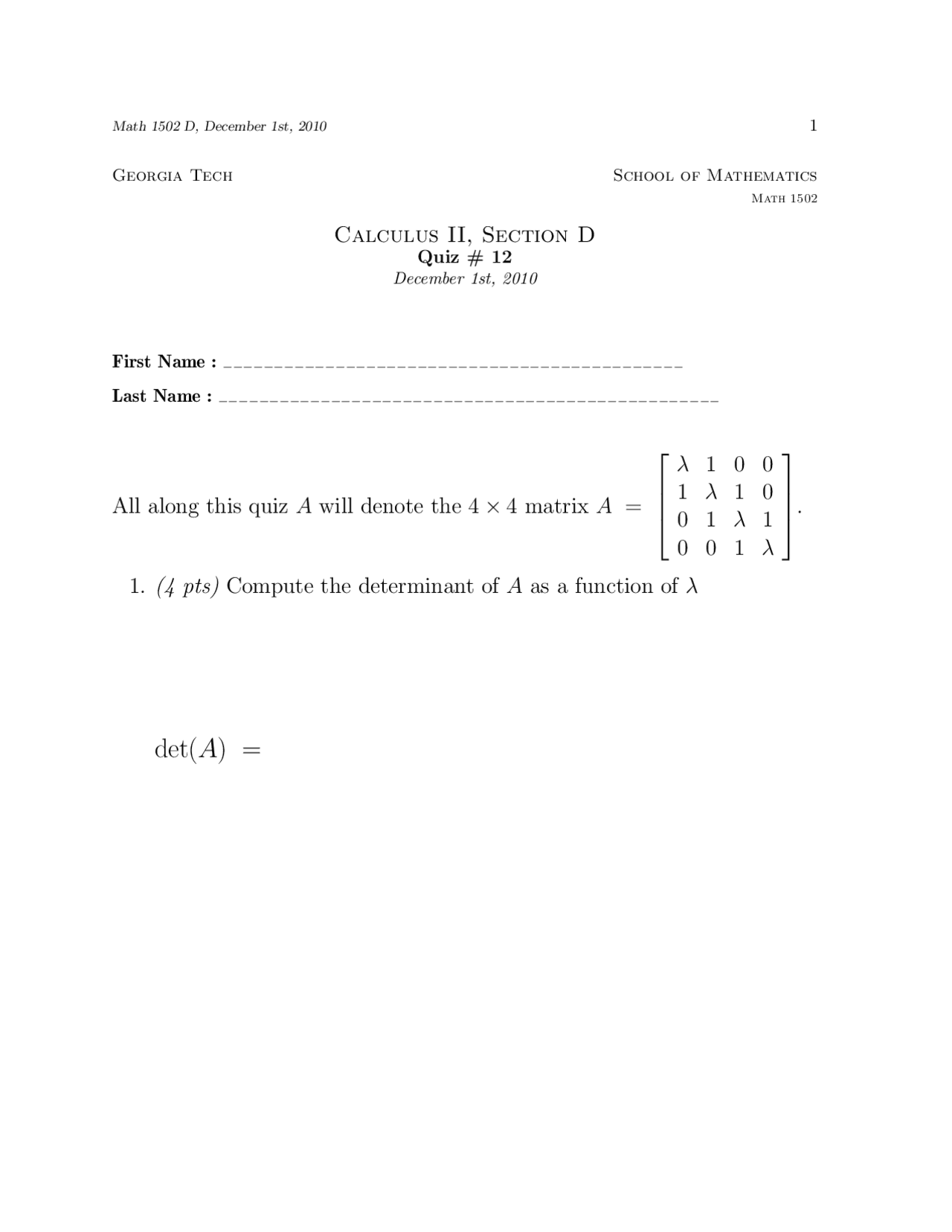Quiz 12 Practice Problems Calculus Ii Math 1502 Docsity