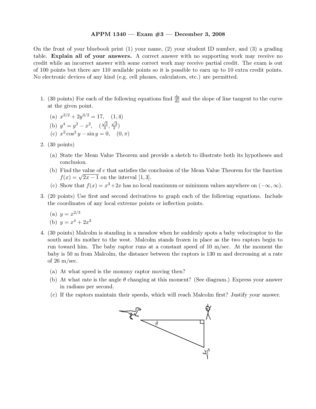 Solutions For Test 3 Calculus 1 With Algebra Part A Appm 1340