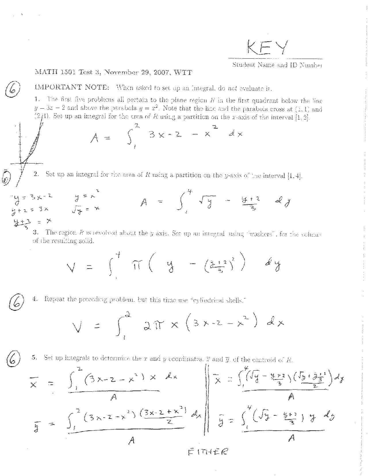 Answers Key Exam 3 - Calculus I | MATH 1501 | Exams Calculus | Docsity