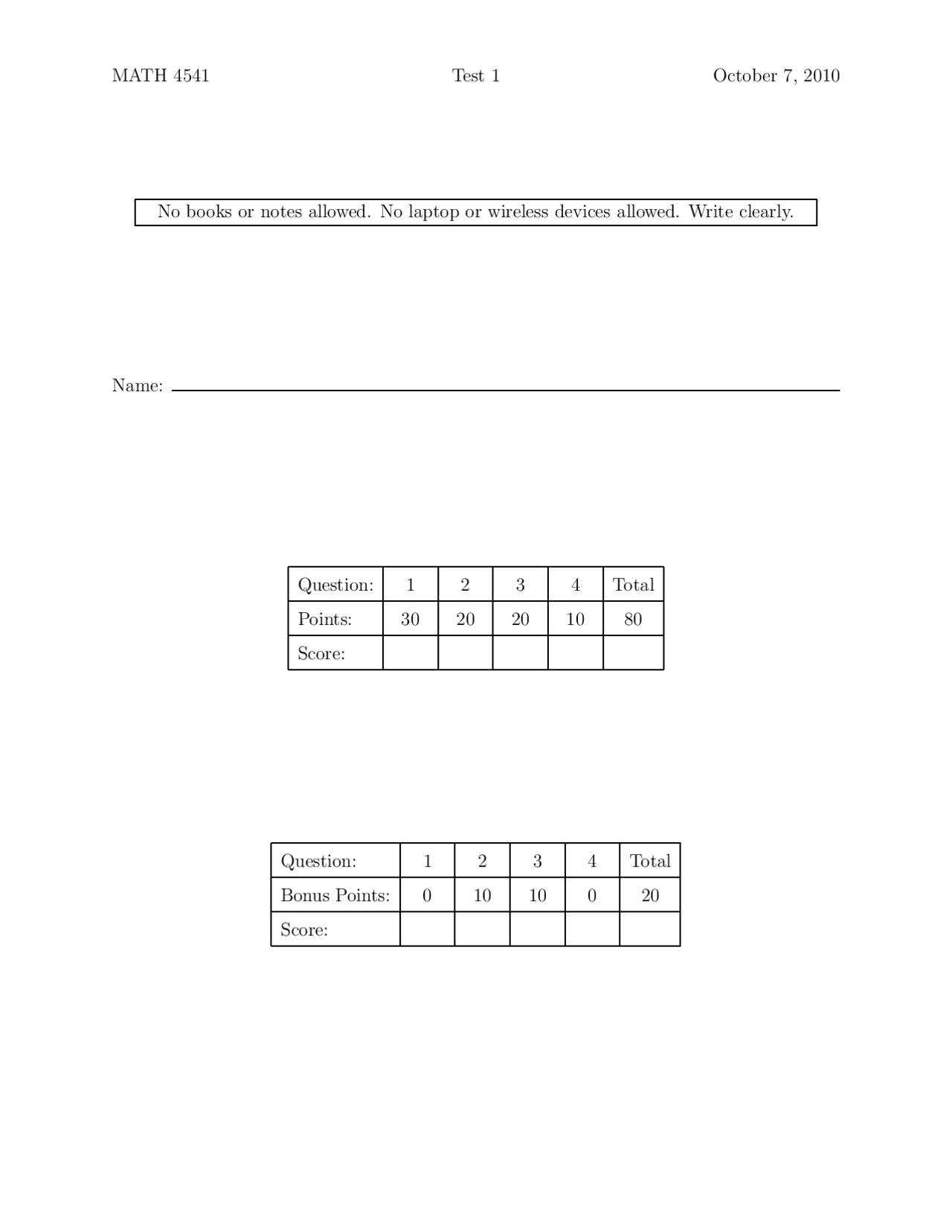 4 Solved Questions On Differential Equations Exam 1 Math 4541 Docsity
