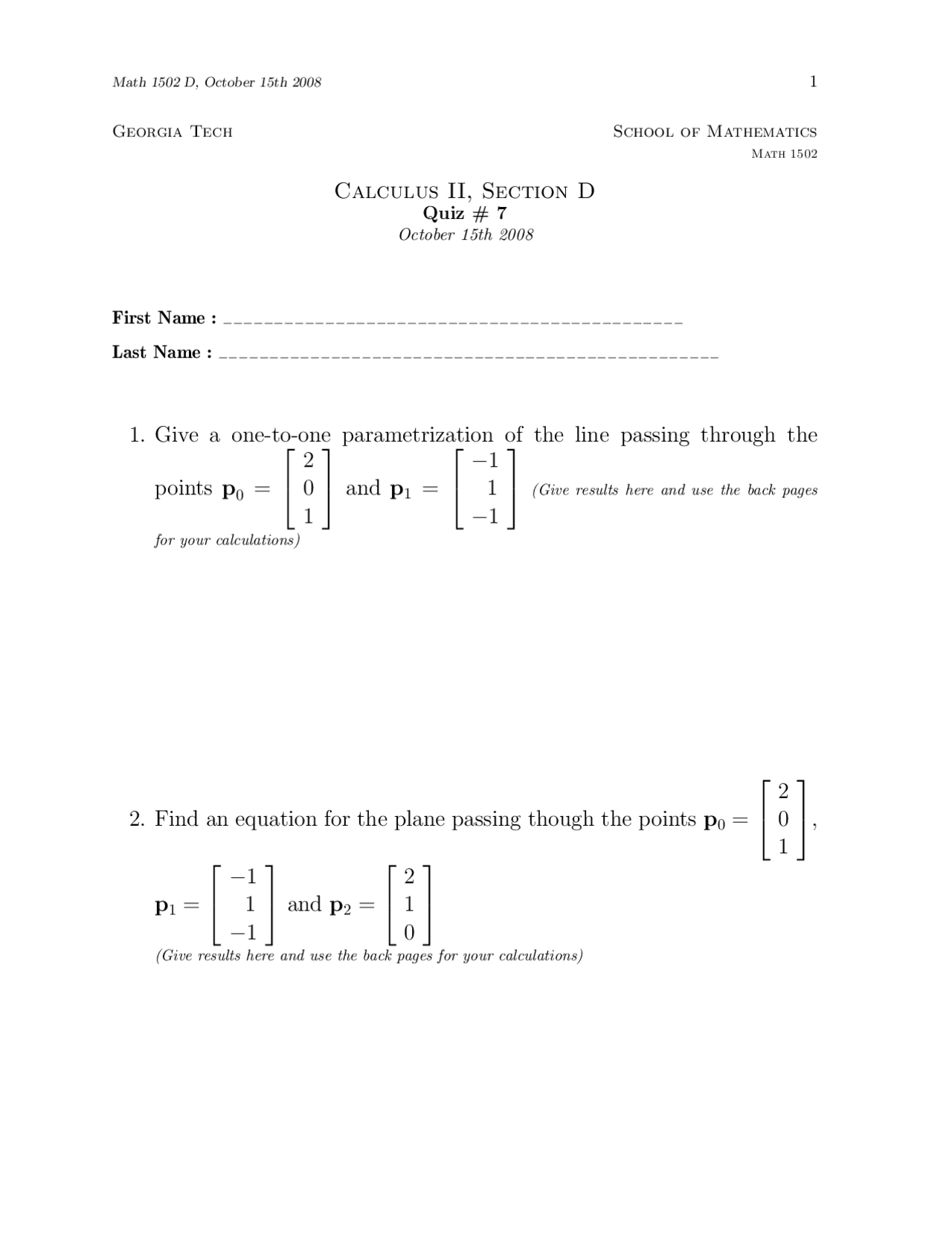 Quiz 7 Practice Problems Calculus Ii Math 1502 Docsity