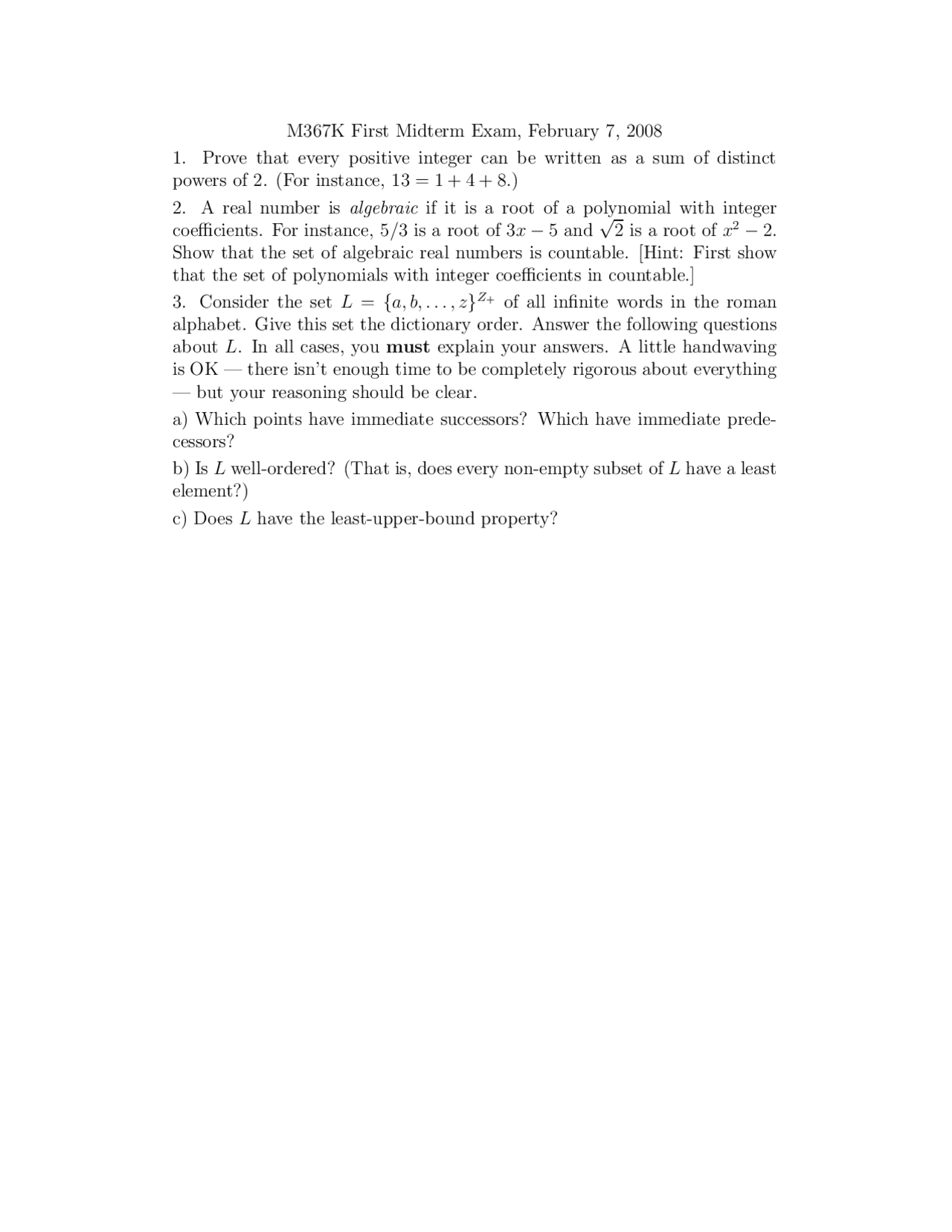 3 Old Questions For Exam 1 Algebraic Topology I M 367k Docsity