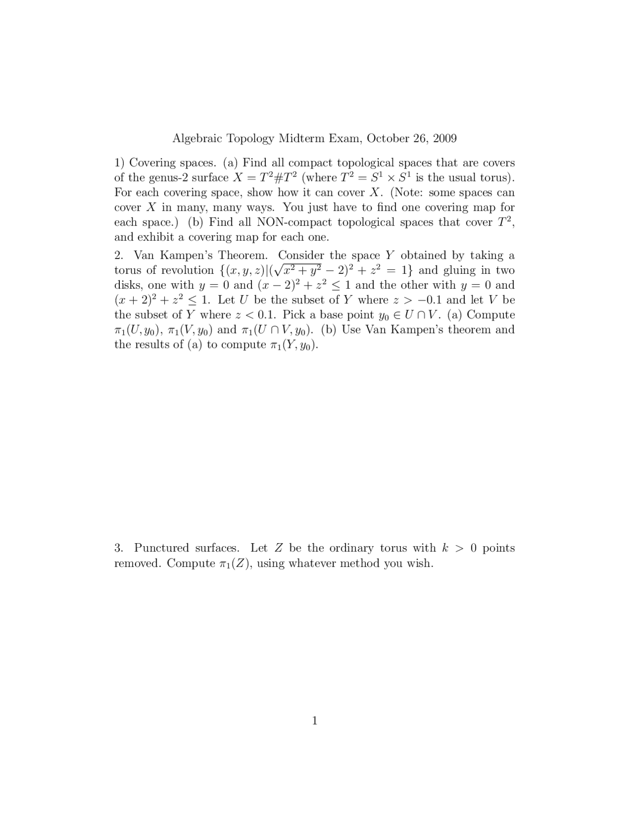 3 Unsolved Problems On Algebraic Topology Midterm Exam M 382c Docsity