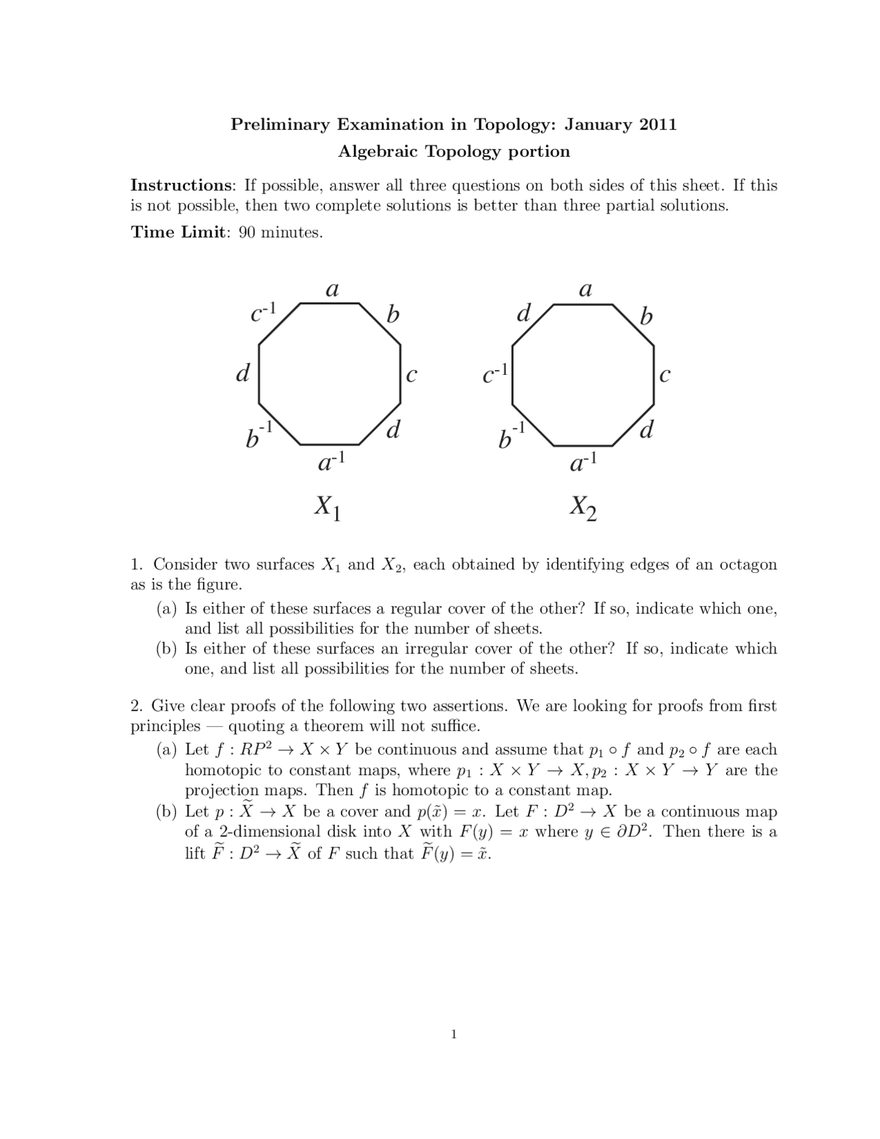 Practice Problems for Algebraic Topology - Midterm | M 382C - Docsity