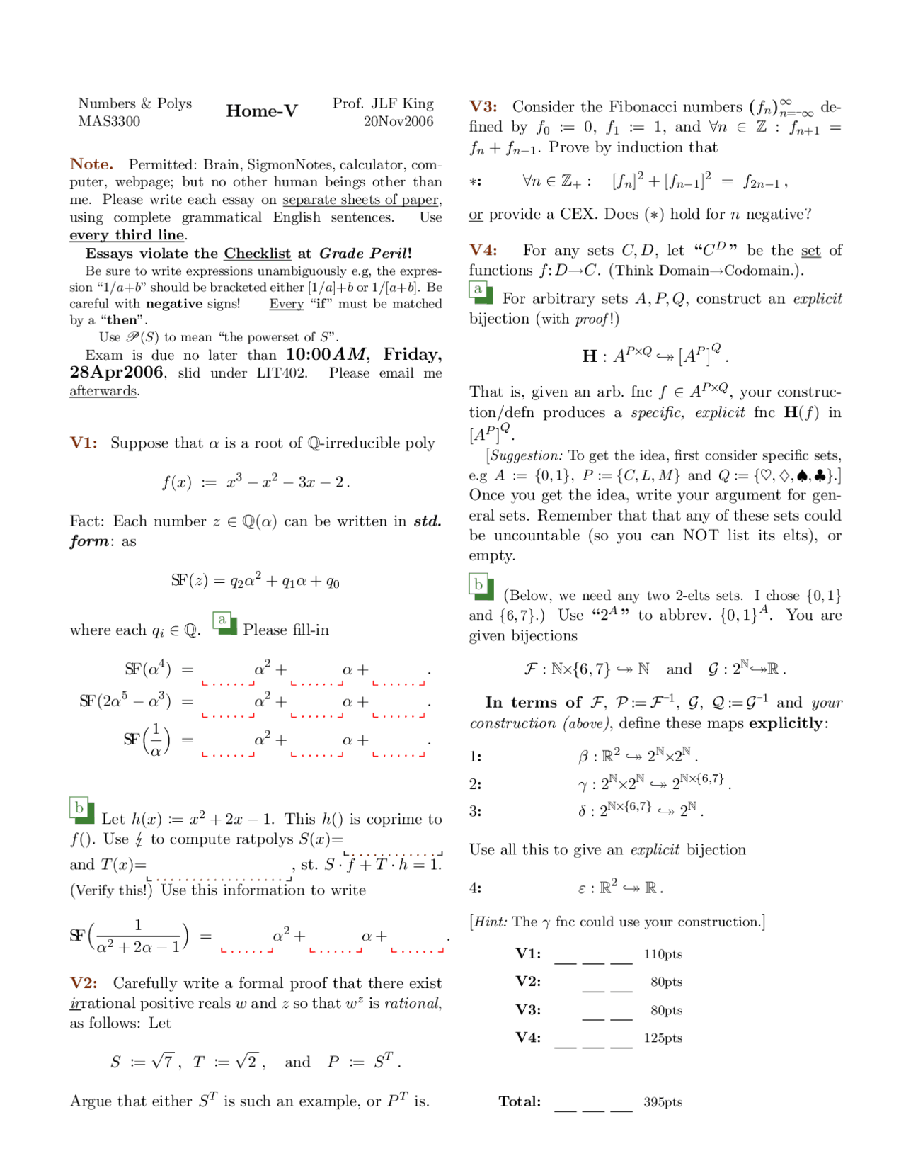 Homework 5 Problems Numbers And Polynomials Mas 3300 Docsity
