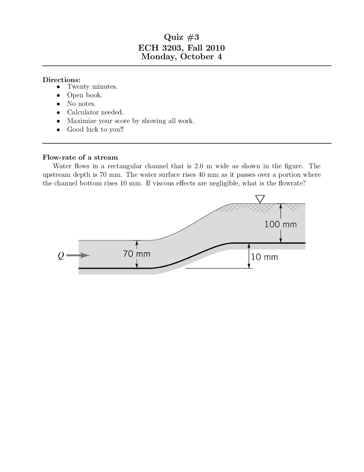 Quiz 3 On Flow Rate Of Stream Solid Operation Ech 3203 Docsity