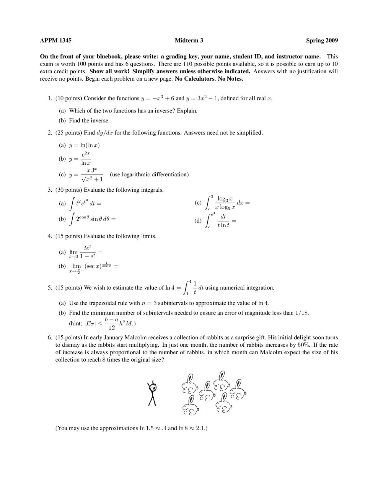 Calculus 1 With Algebra Part B Midterm 3 Solutions Appm 1345 Docsity