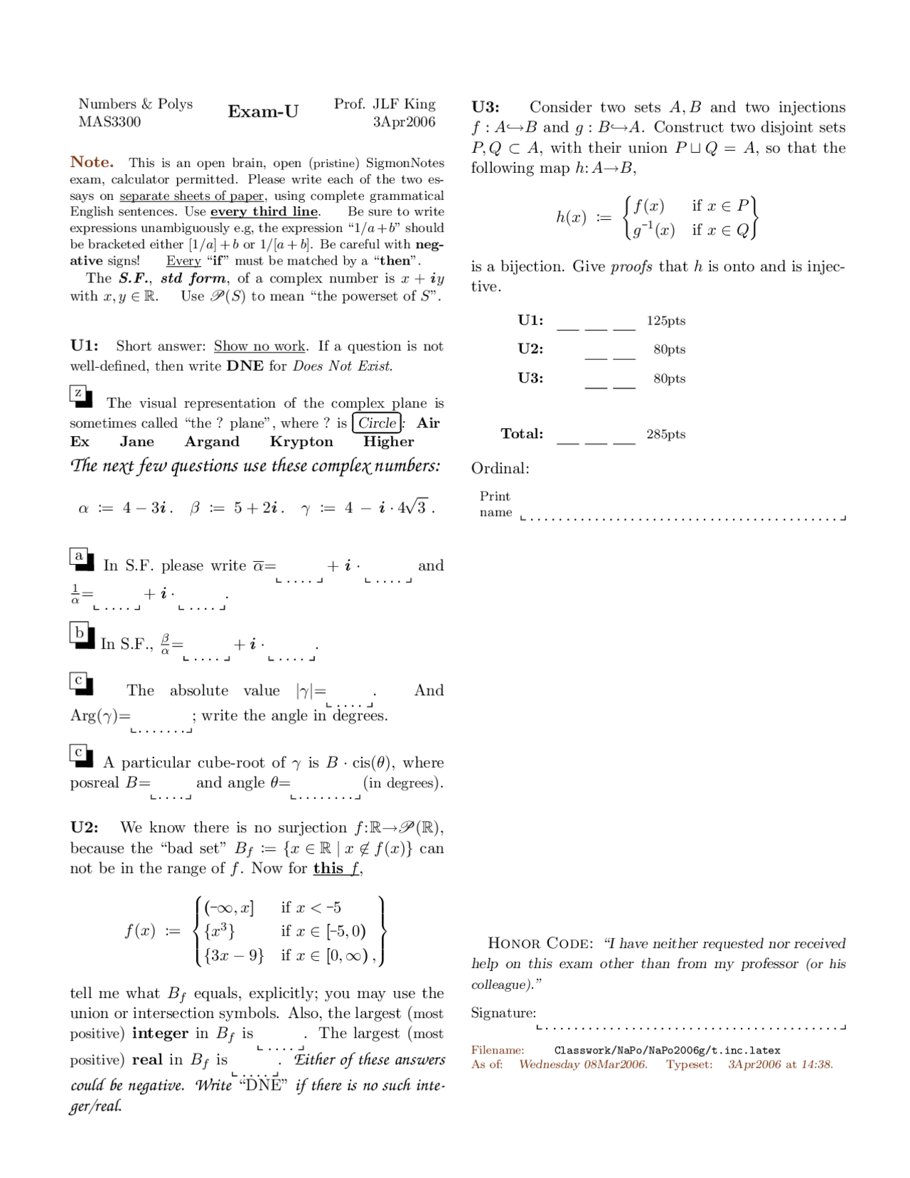 3 Solved Questions On The Complex Equations Midterm Exam Mas 3300