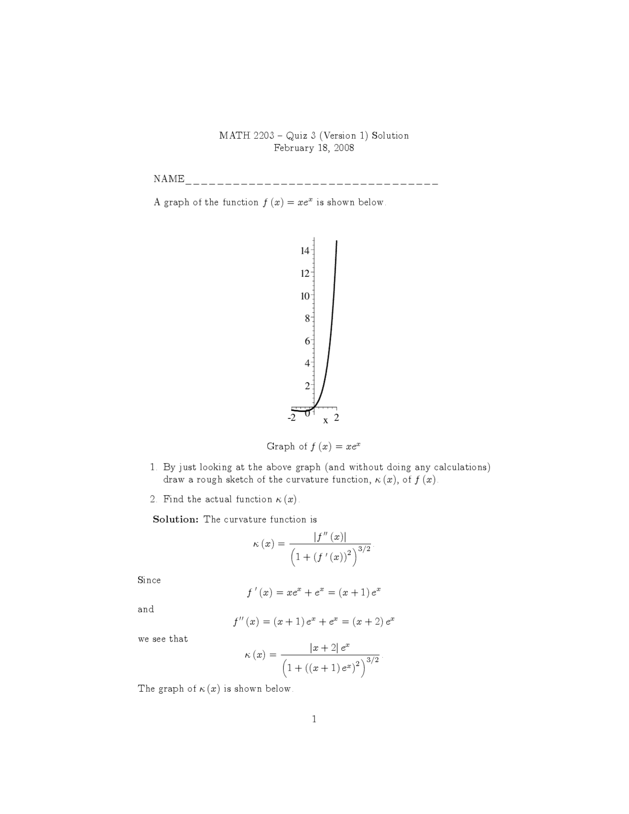 Resolution To Quiz 3 Version A Calculus Iii Math 2203 Docsity