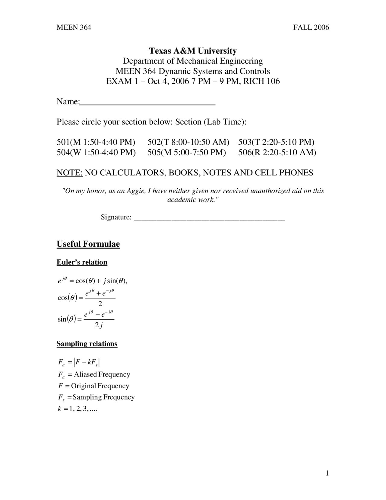 Solved Problems On Voltage Circuit Exam 1 Meen 364 Docsity