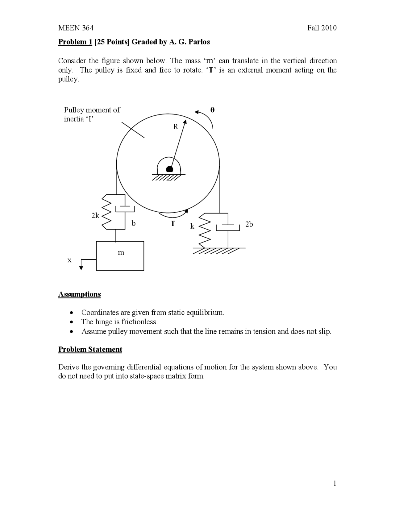 4 Problems With Solution Exam 1 Dynamic System And Control Meen
