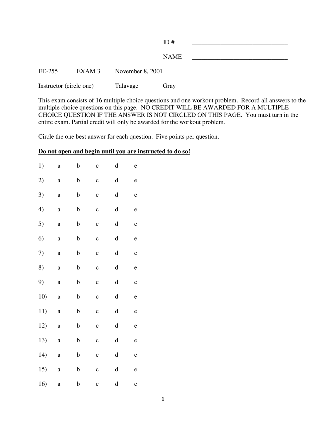 Exam 3 Questions for Introduction to Electrical Engineering | ECE 25500 ...