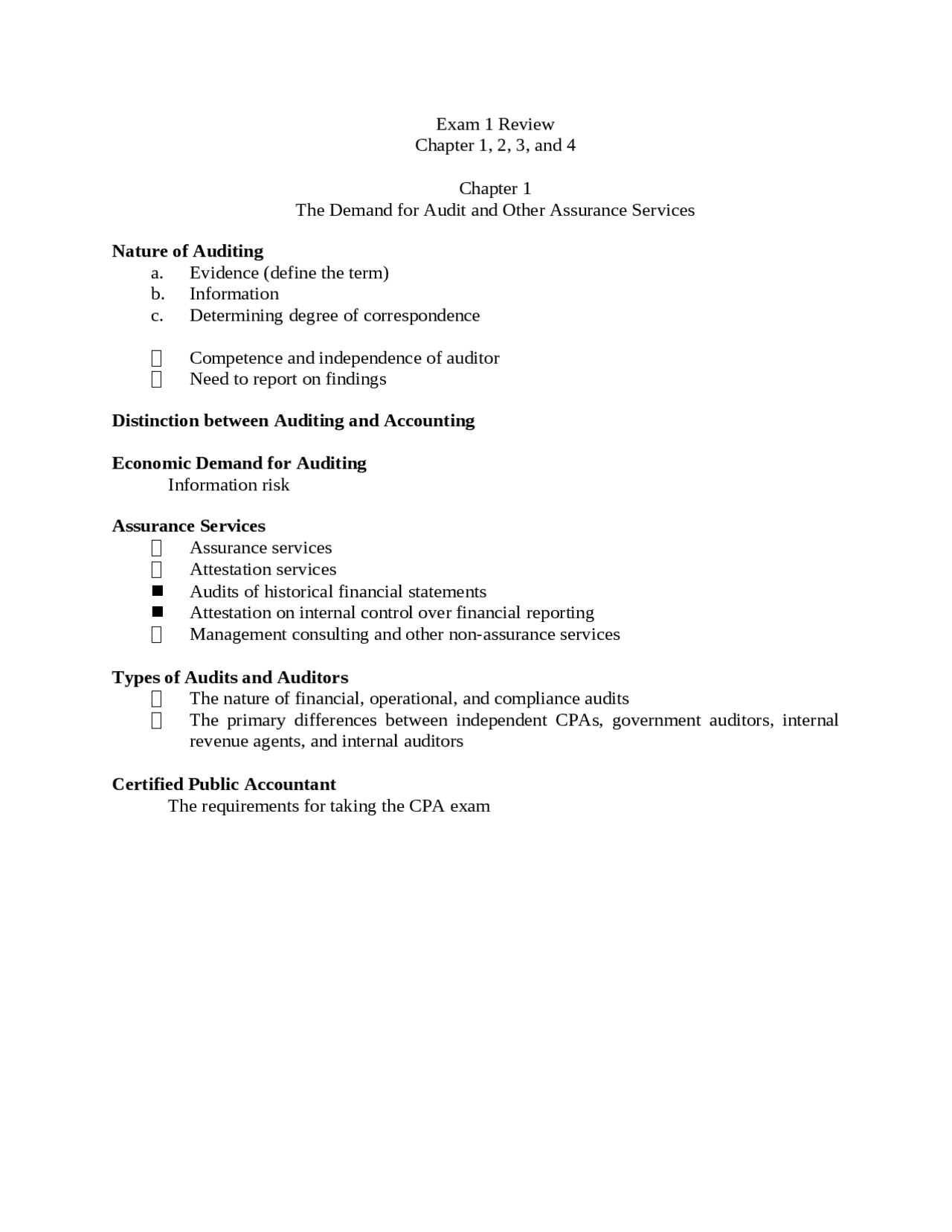 Exam 1 Review Notes Auditing Theory Acc 419 Docsity