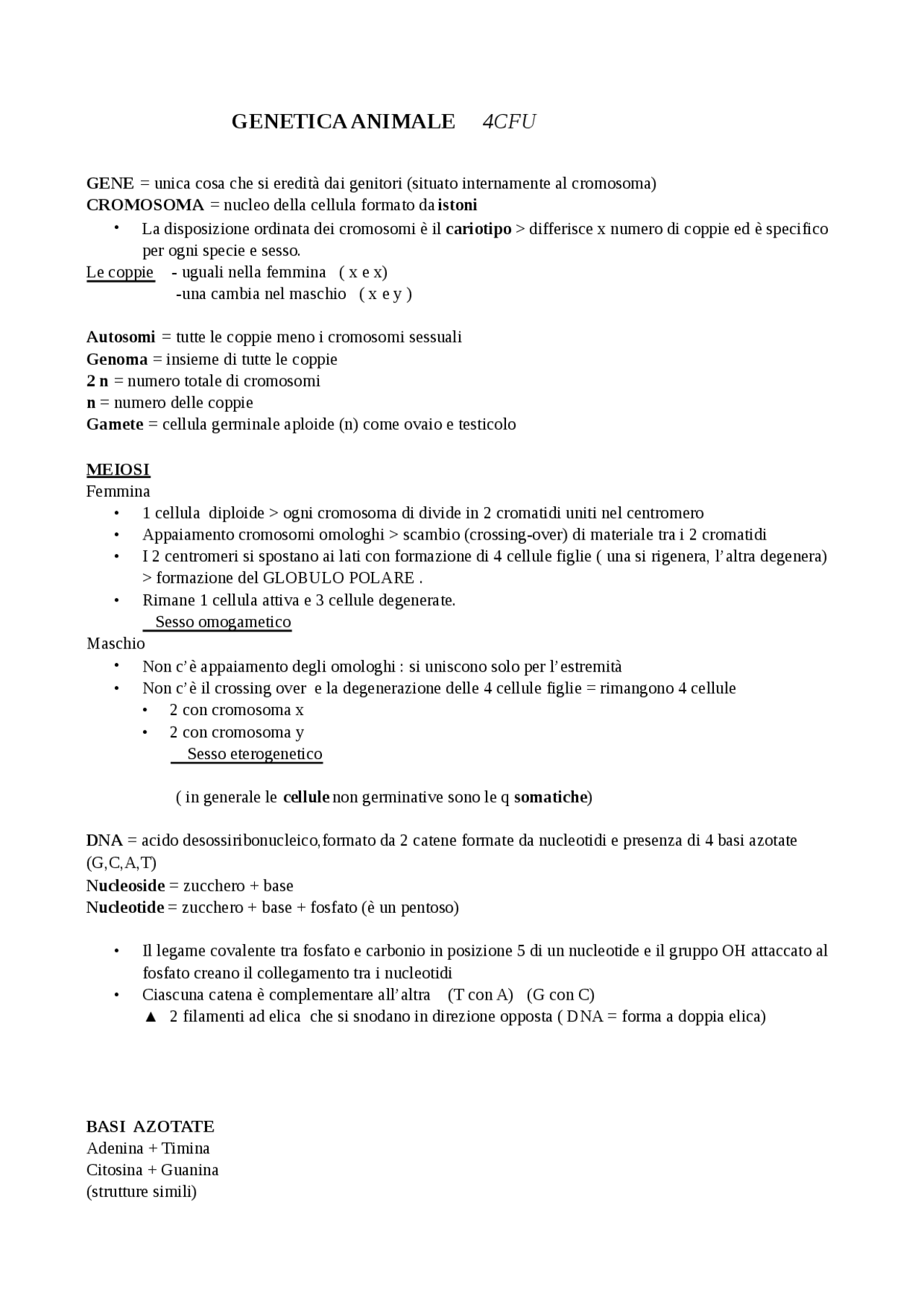 GENETICA animale - Docsity