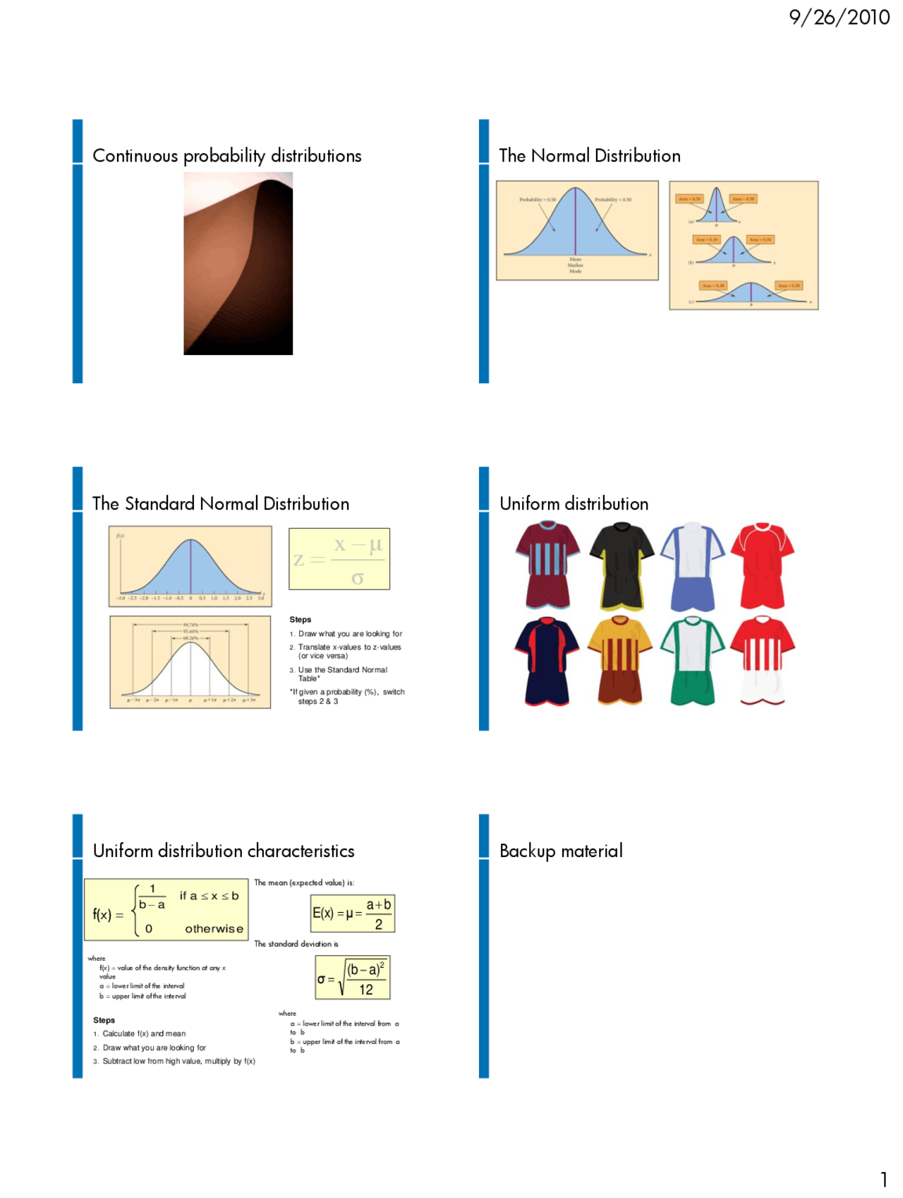 Continuous Probability Distributions - Lecture Slides | BUSSTAT 207 - Docsity
