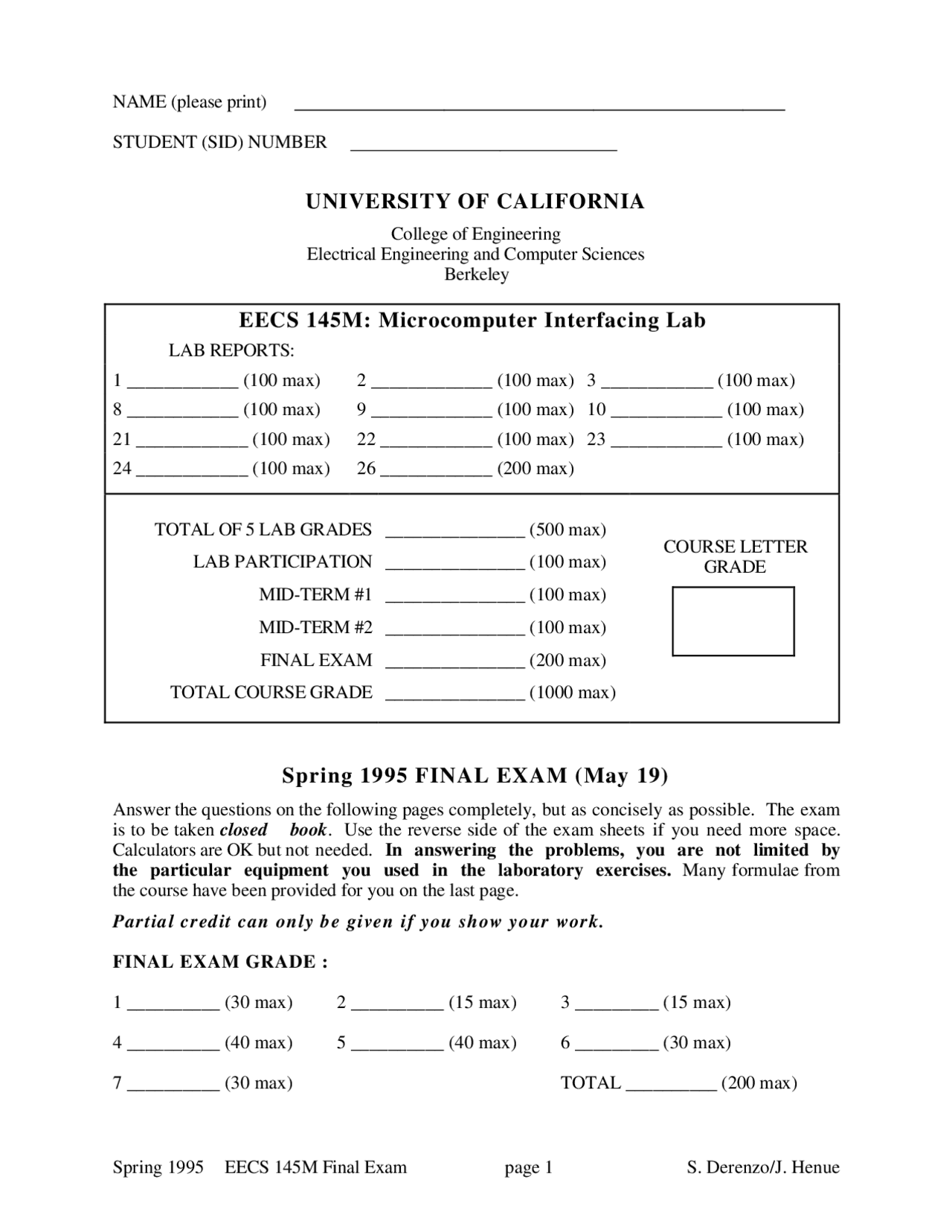 7 Solved Problems On The Microcomputer Final Exam El Eng C145m