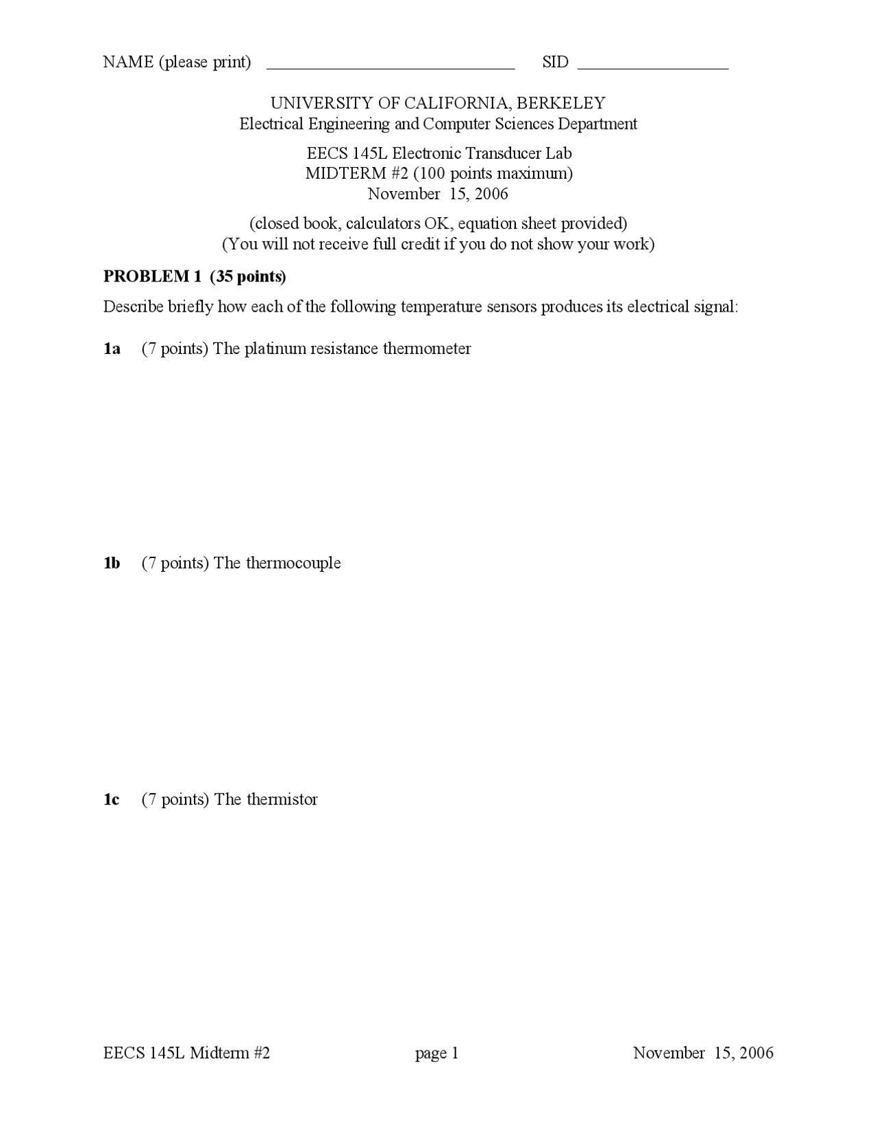 Solved Problems For Introductory Electronic Transducers Laboratory El