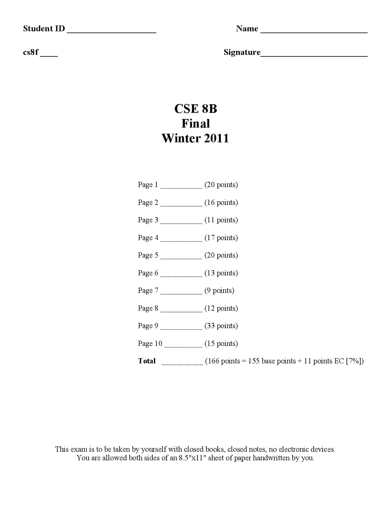 10 Questions With Solutions In Final Exam Introduction To Computer Science Java B Cse 8b