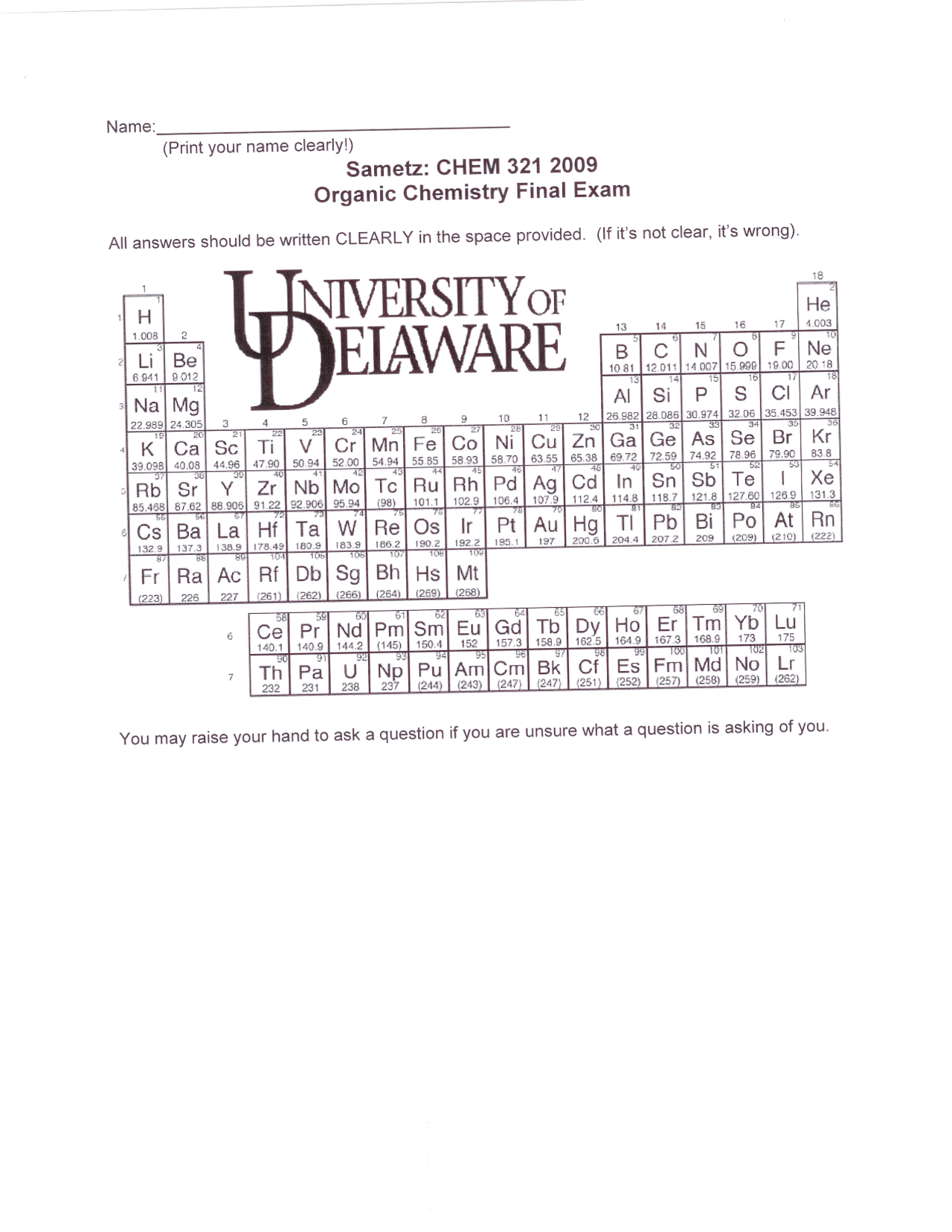 Final Exam with Solutions - Organic Chemistry | CHEM 321 - Docsity