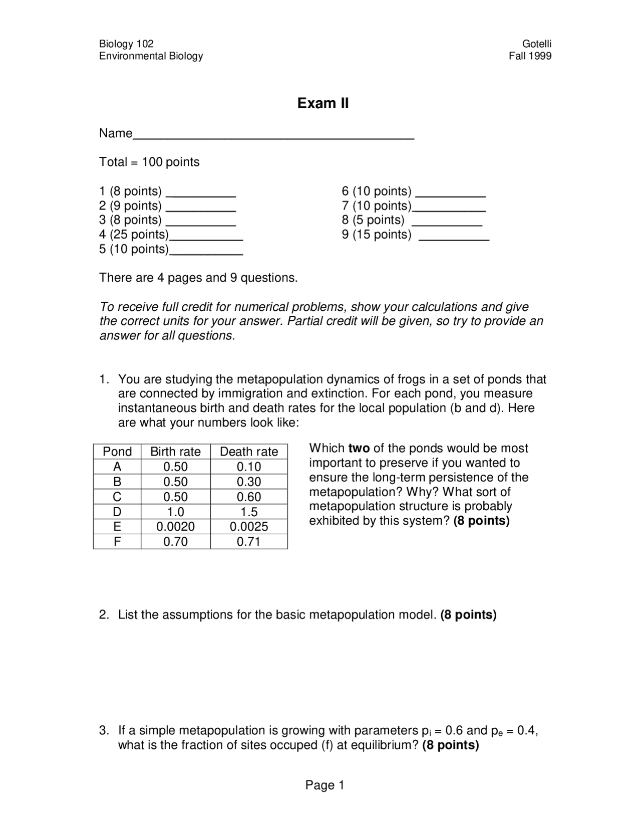 9 Questions For Exam 2 Ecology And Evolution Bcor 102 Docsity