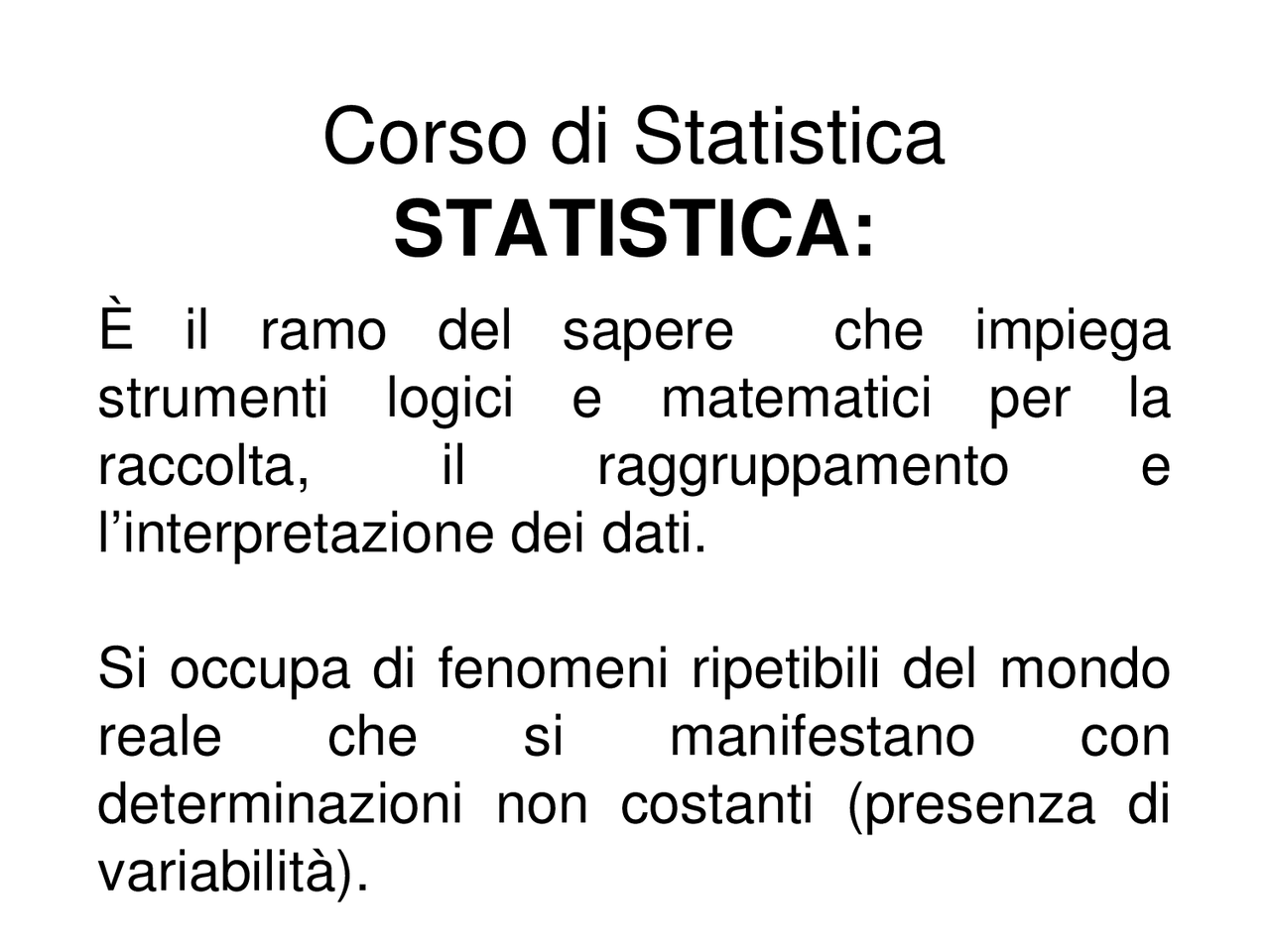 Statistica Variabili Statistiche Docsity