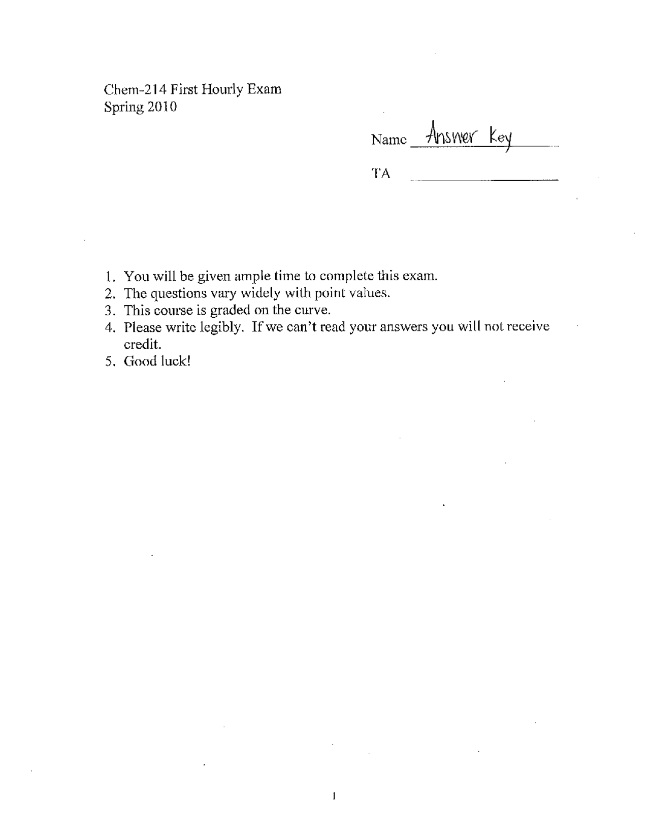 17 Questions With Solutions For Elementary Biochemistry Exam 1 Chem