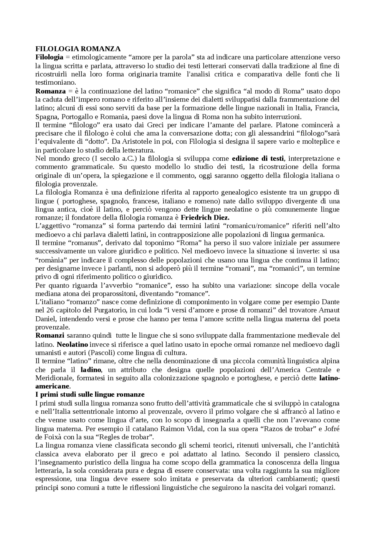 Lezioni Di Filologia Romanza Docsity