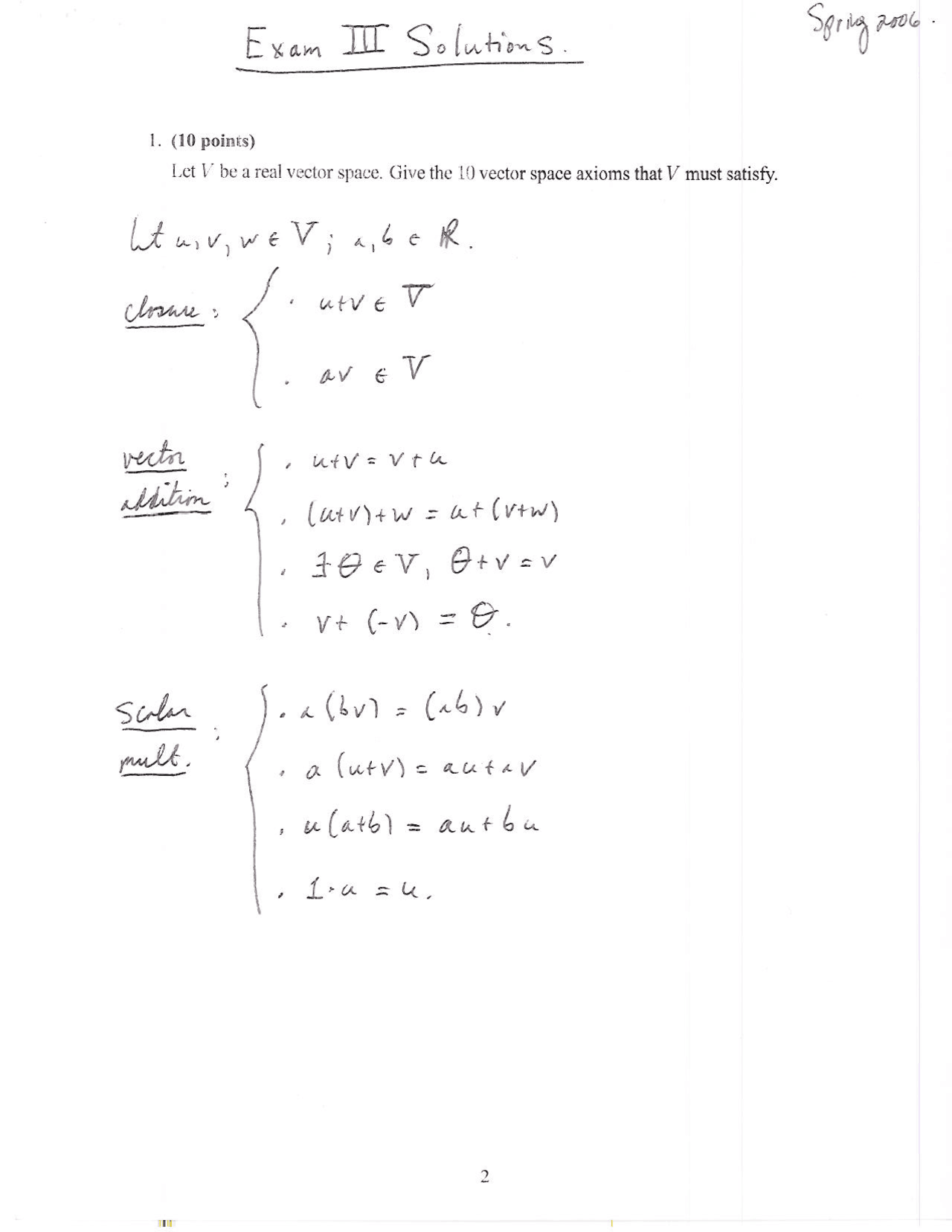 Exam 3 With Solution Linear Algebra Math 544 Docsity