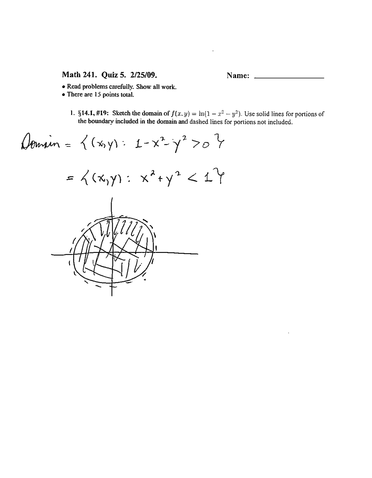 Quiz Five Solutions For Vector Calculus Math 241 Docsity