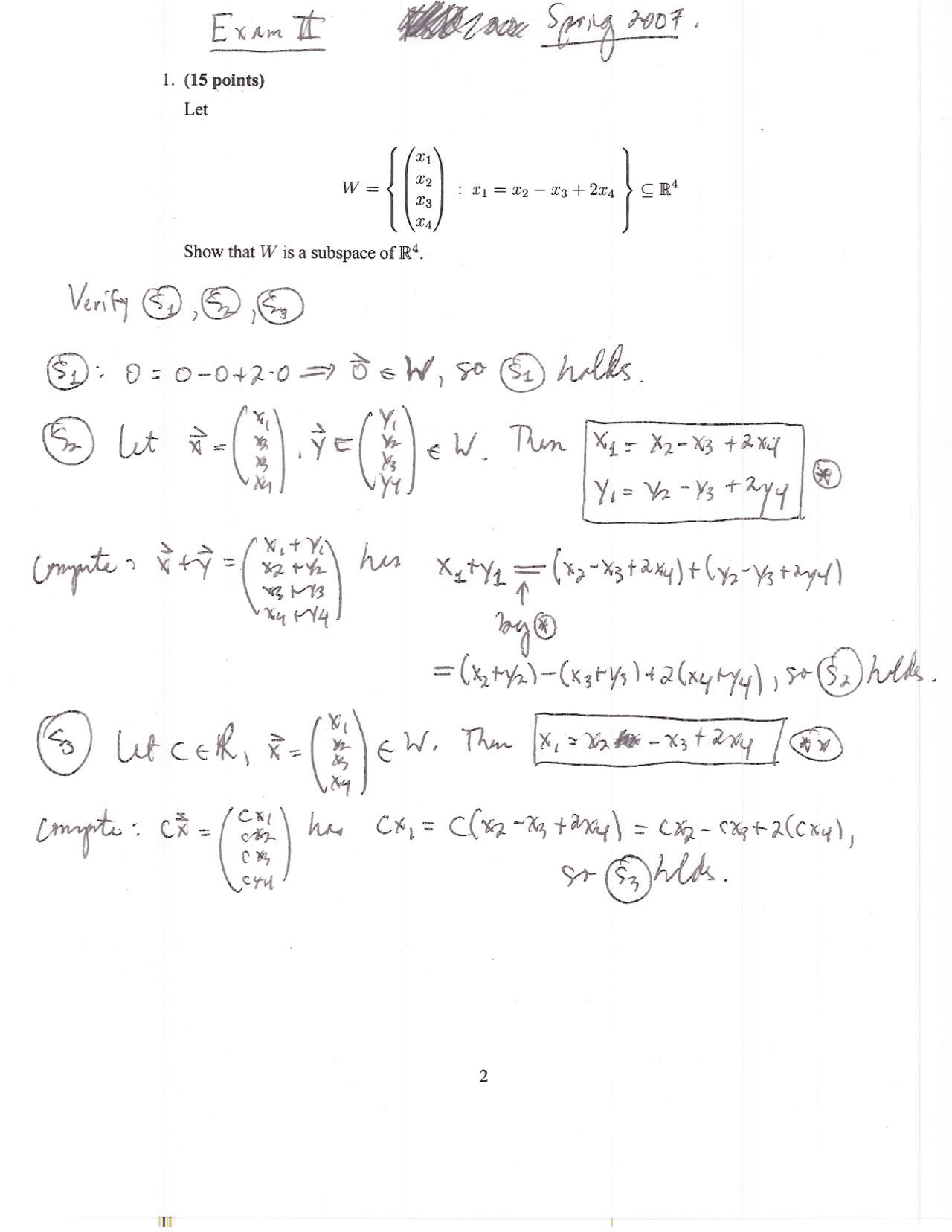 Linear Algebra Exam 2 With Resolution Math 544 Docsity