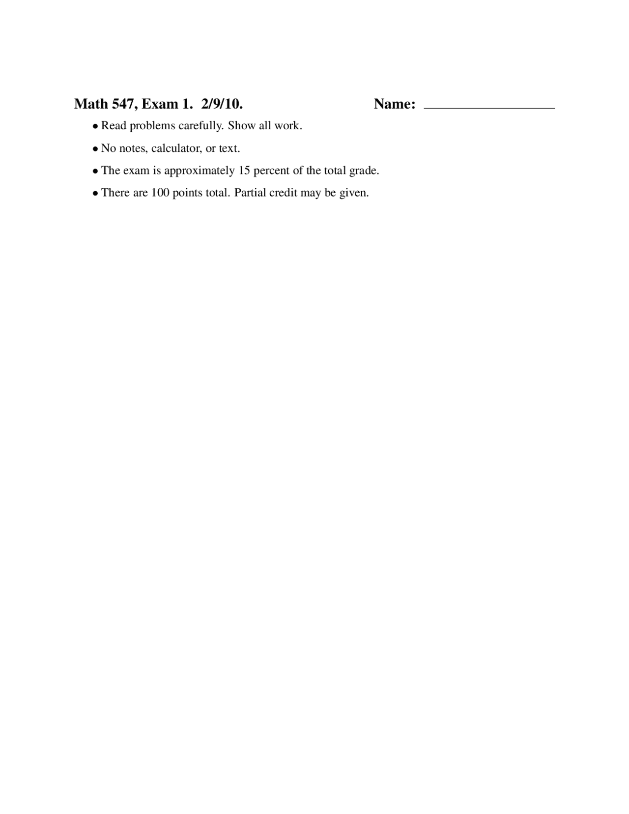 Exam 1 With Solution Algebraic Structures Ii Math 547 Docsity