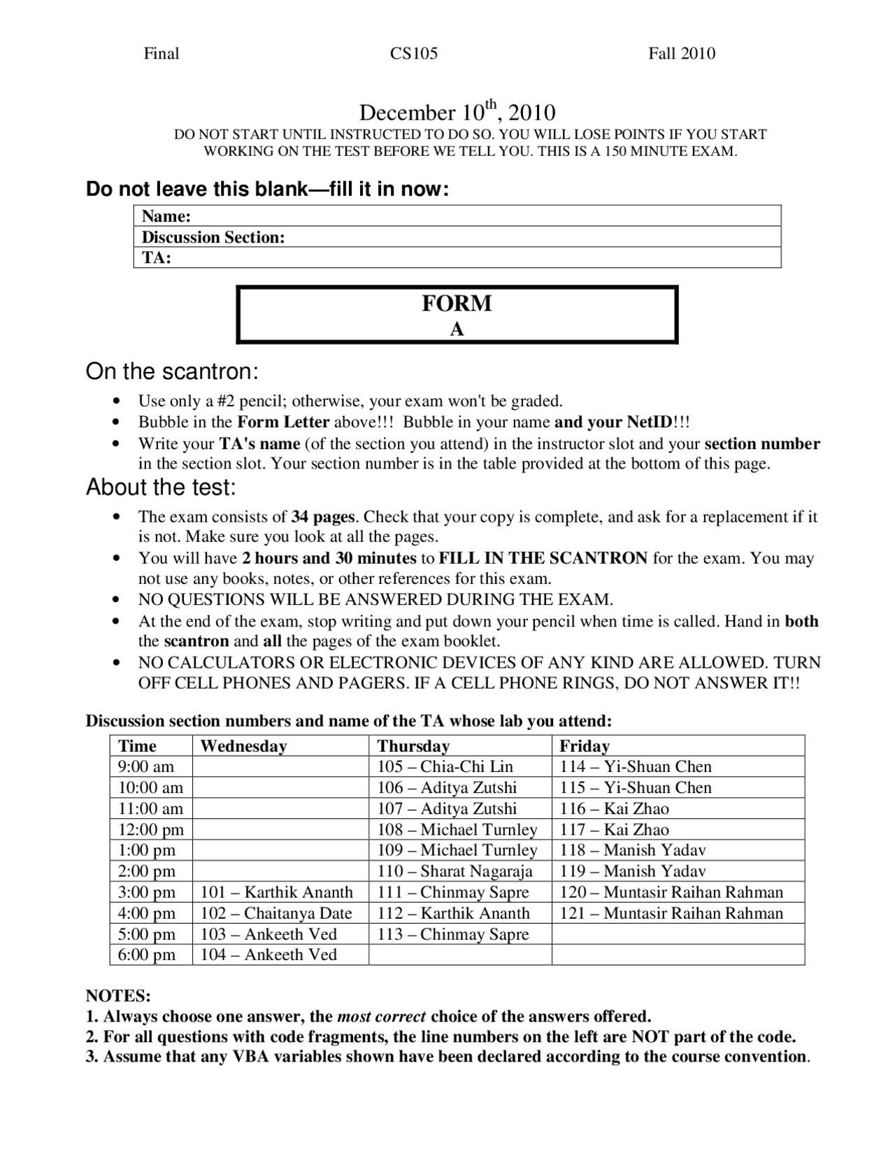 Final Exam Introduction Computing Computer Concepts And Logics Cs