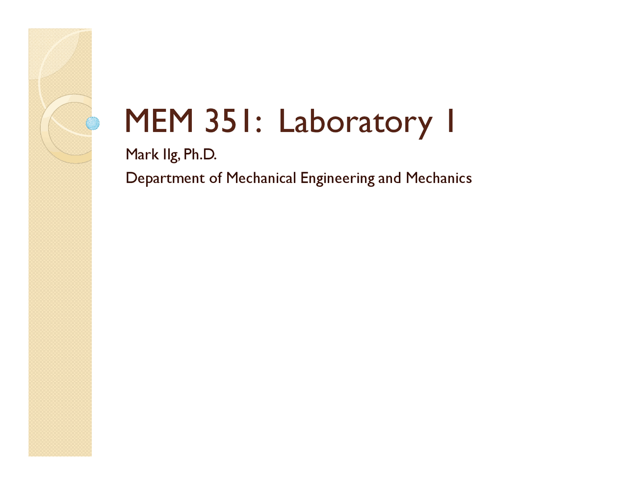 Dynamic Systems: Complex Notation - Laboratory I | MEM 351 - Docsity
