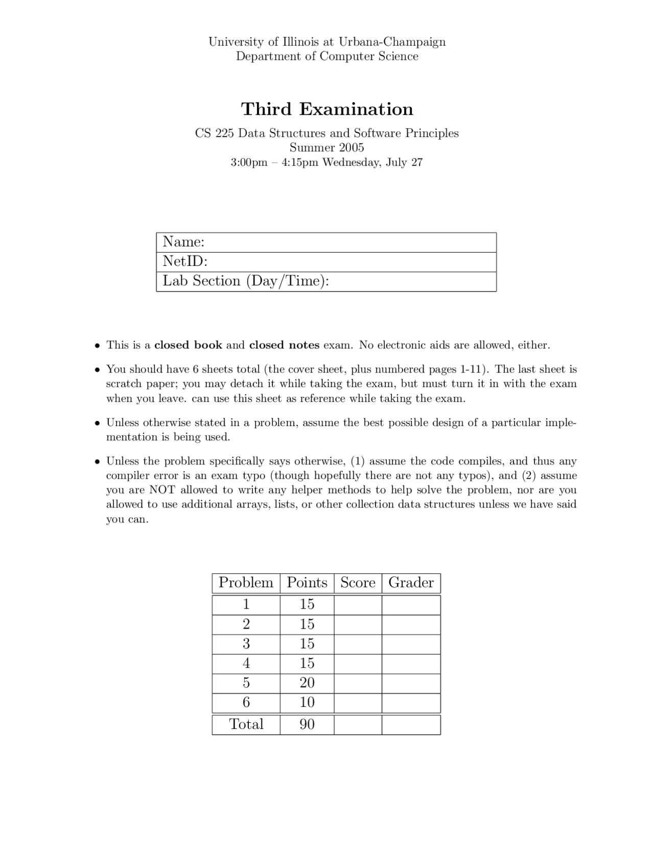 date-structure-and-software-principles-examination-3-cs-225-docsity