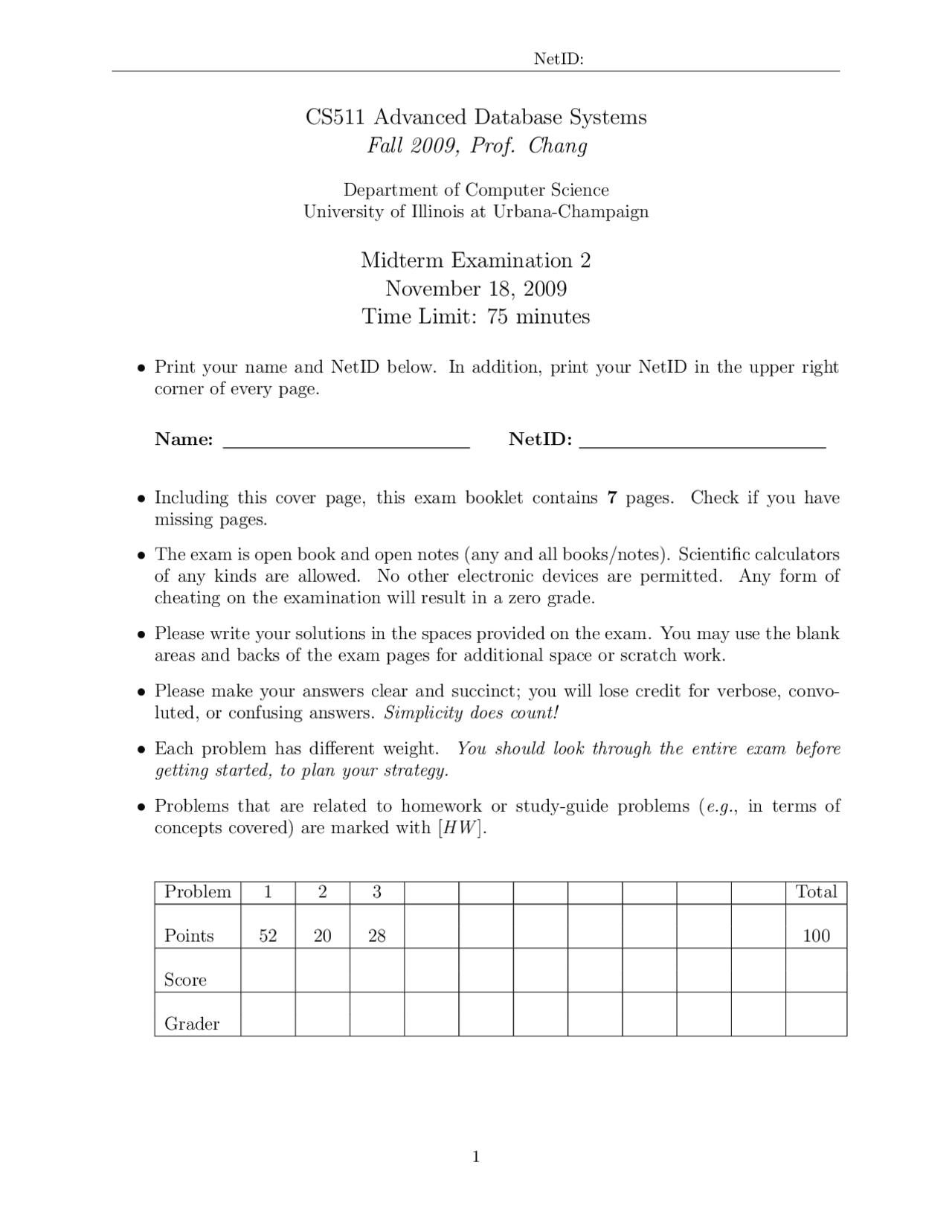 3 Problems Exam 2 Advanced Database Cs 511 Exams Deductive