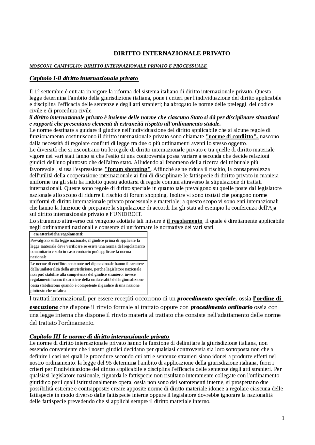 Ipersintesi Diritto Internazionale Privato Mosconide Cesari Docsity