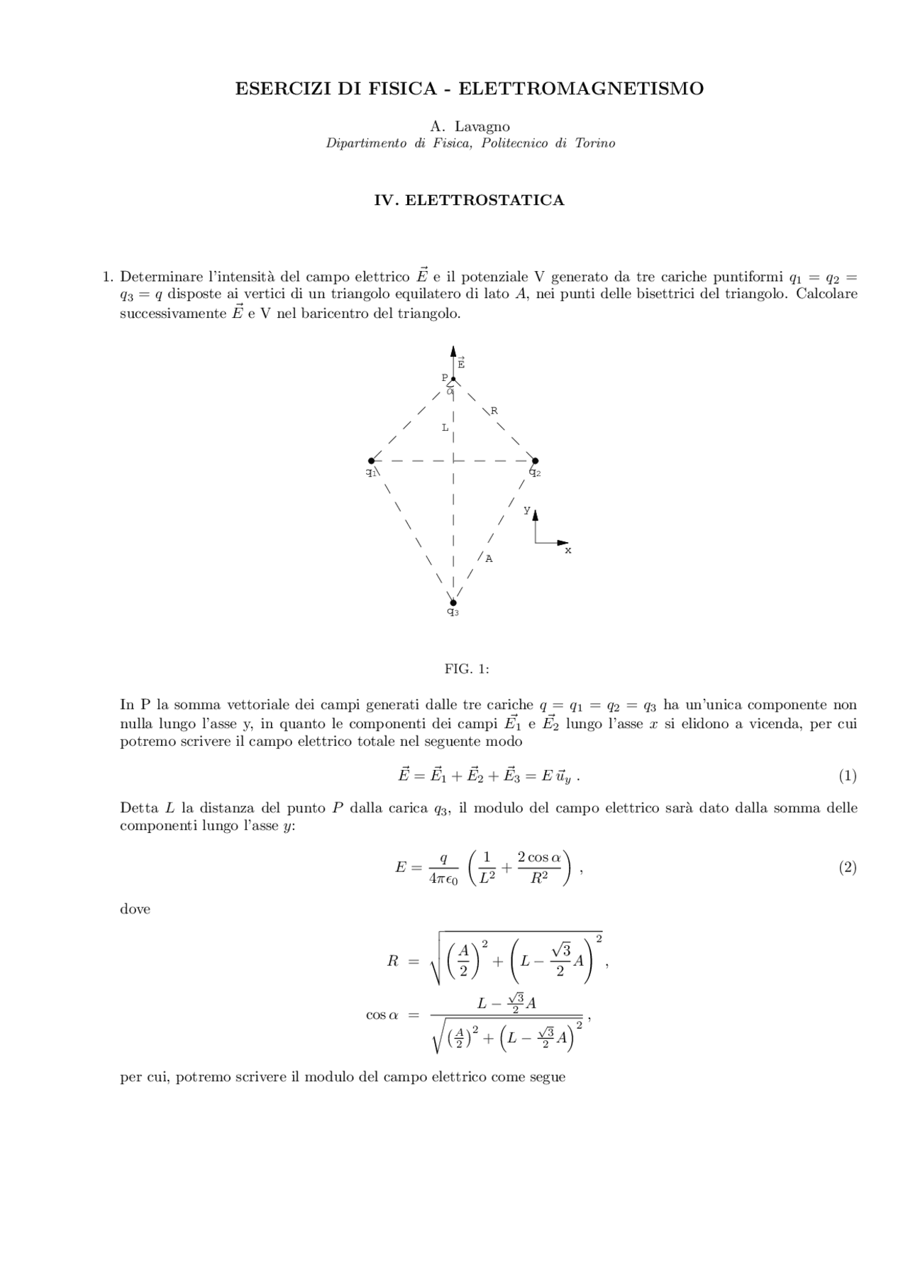 Esercizi di Elettrostatica svolti - Docsity