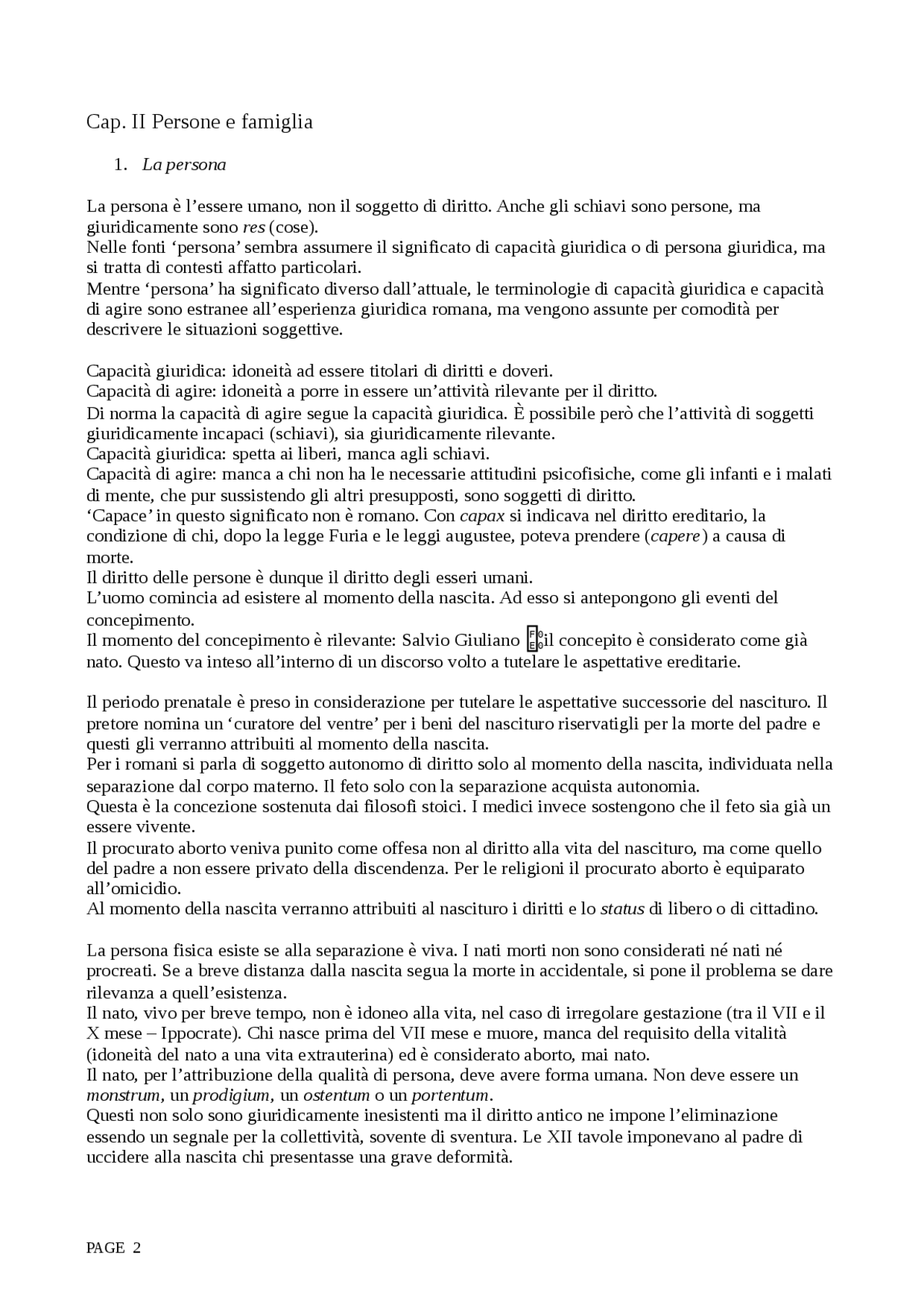 Persone E Famiglia Nel Diritto Romano Docsity