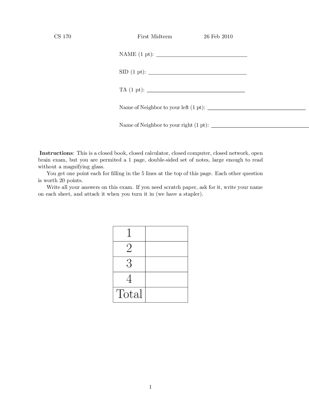 4 Solved Questions On Algorithmic Graphs Exam 1 Compsci 170 Docsity