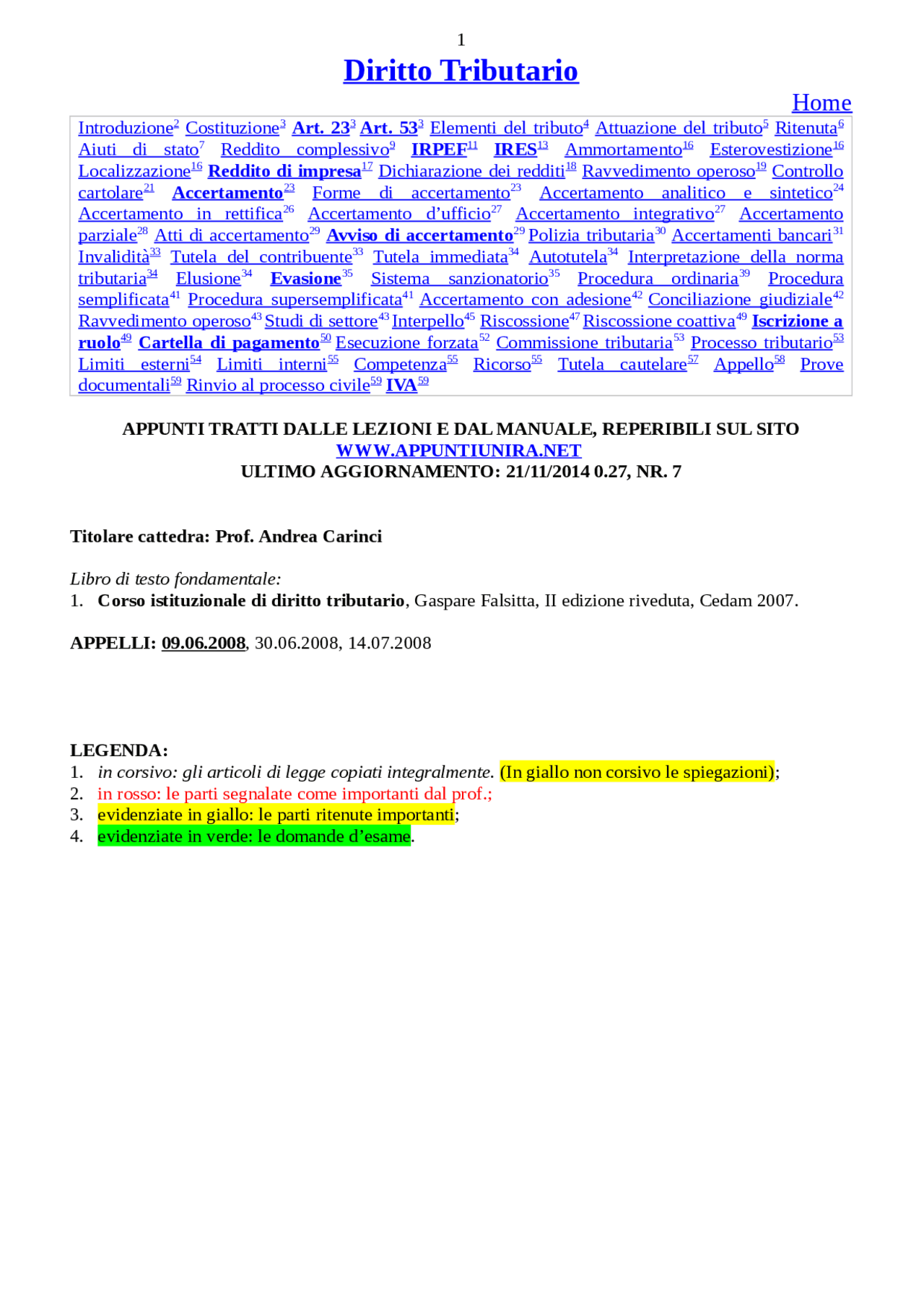 Riassunto Di Diritto Tributario Docsity