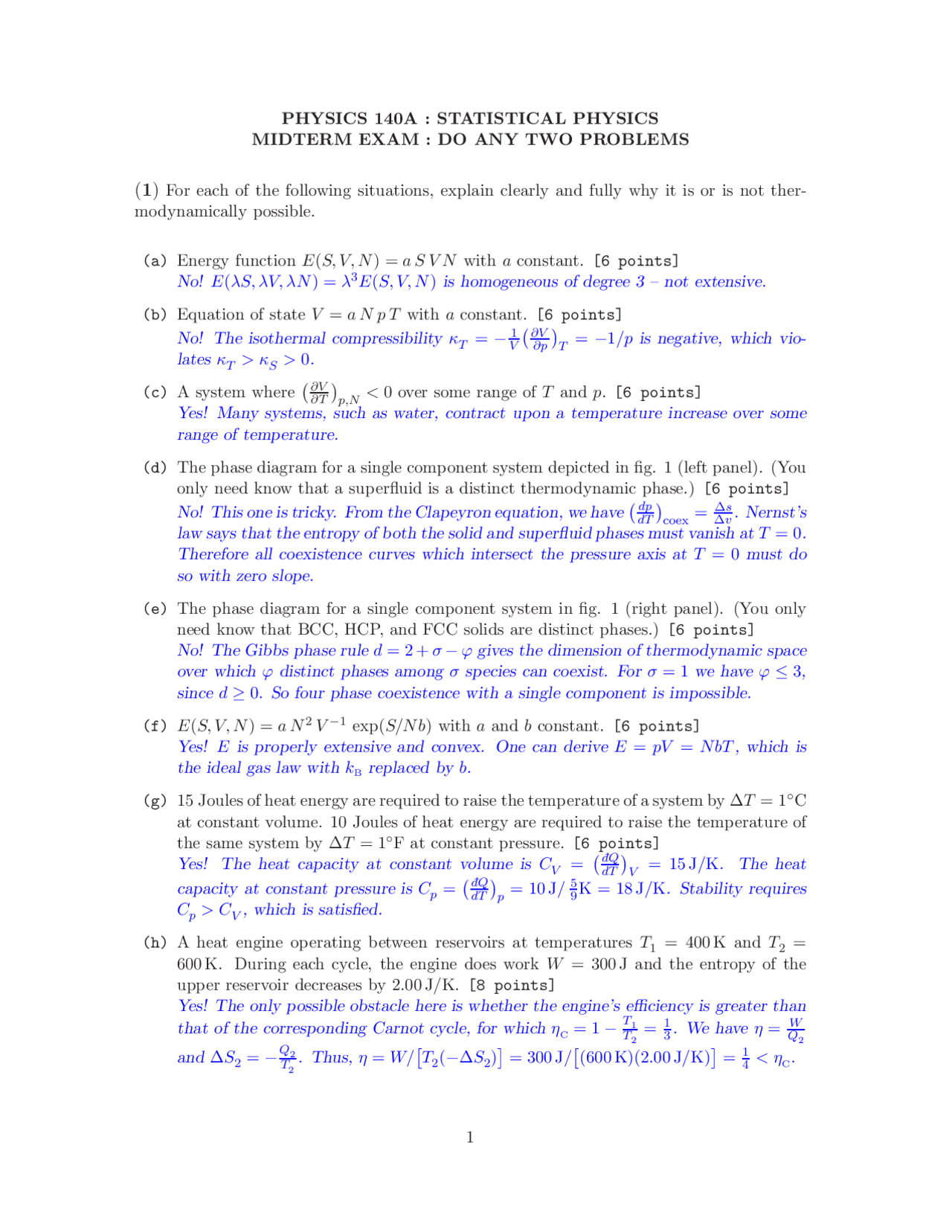 Midterm Exam With Solved Problems Statistical And Thermal Physics