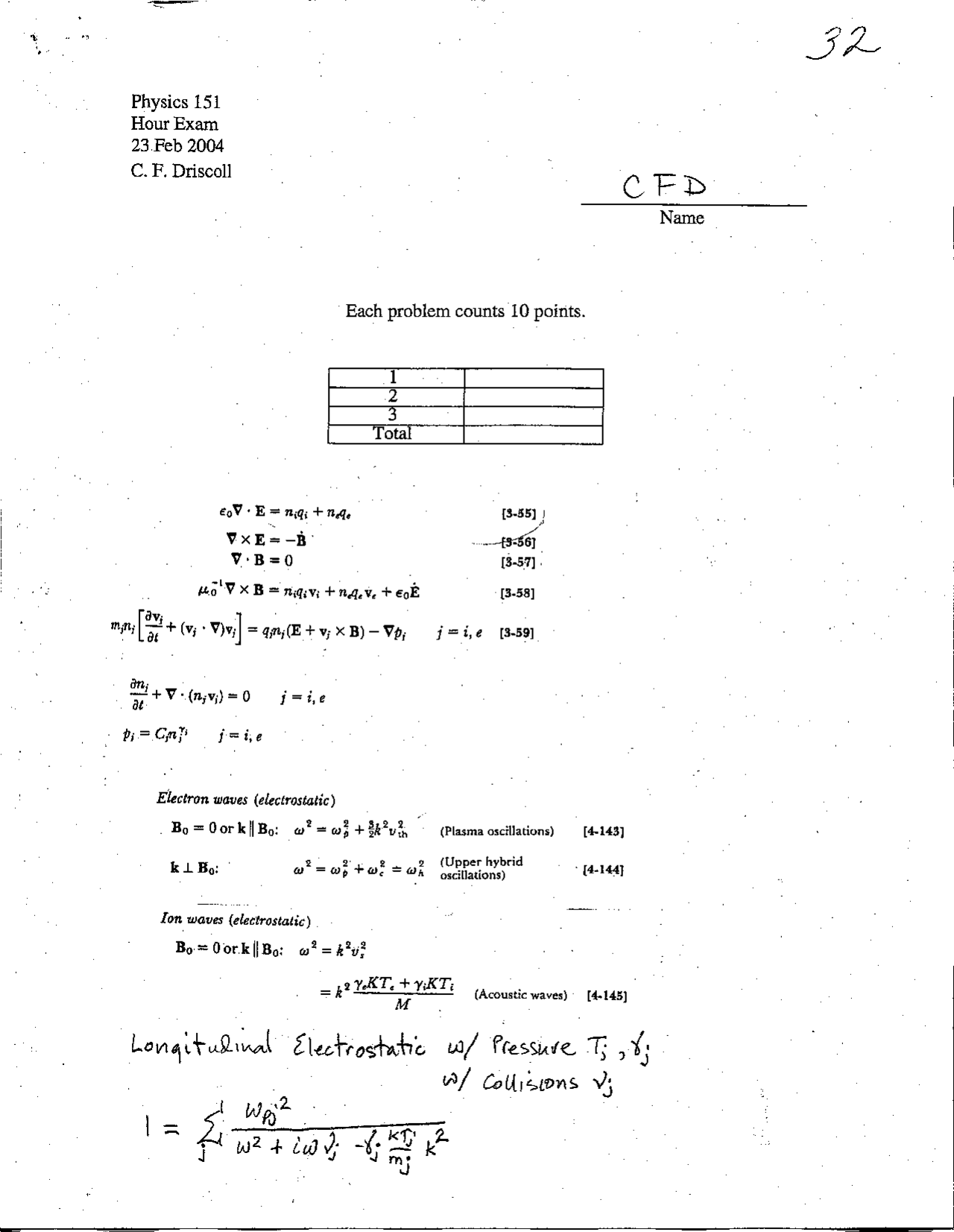 3 Solved Problems On Elementary Plasma Physics Midterm Examination