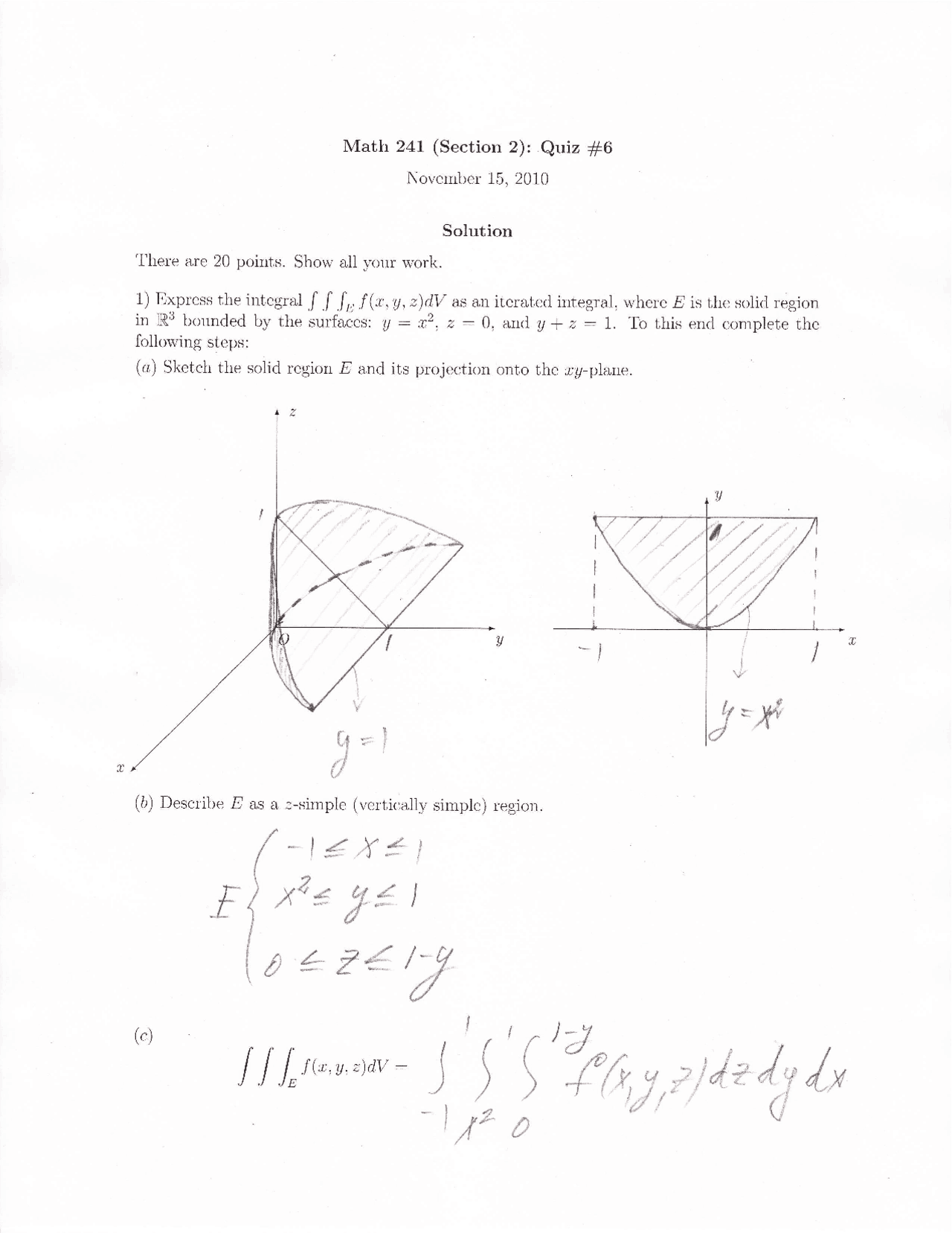 2 Questions With Solution Of Vector Calculus Quiz 6 Math 241 Docsity