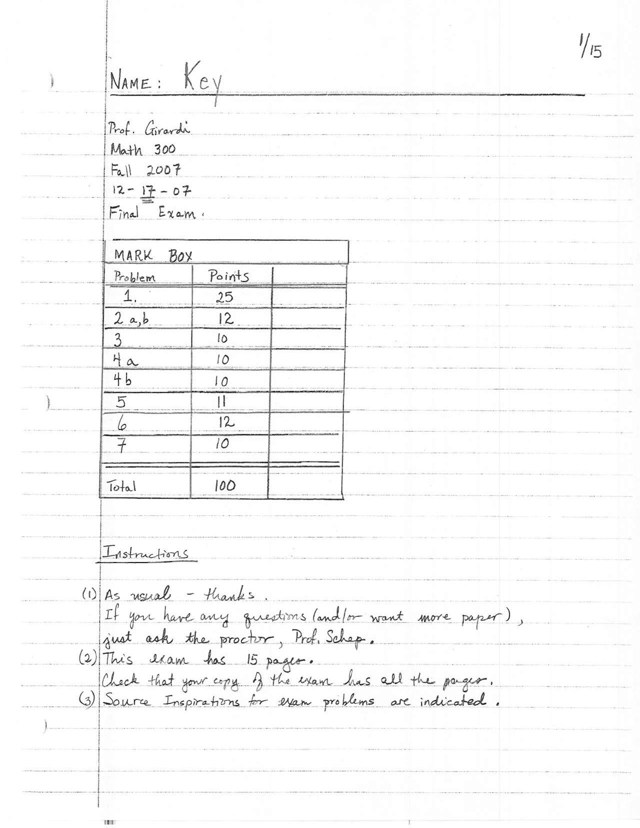 Past Final Exam Solutions - Transition to Advanced Mathematics | MATH ...